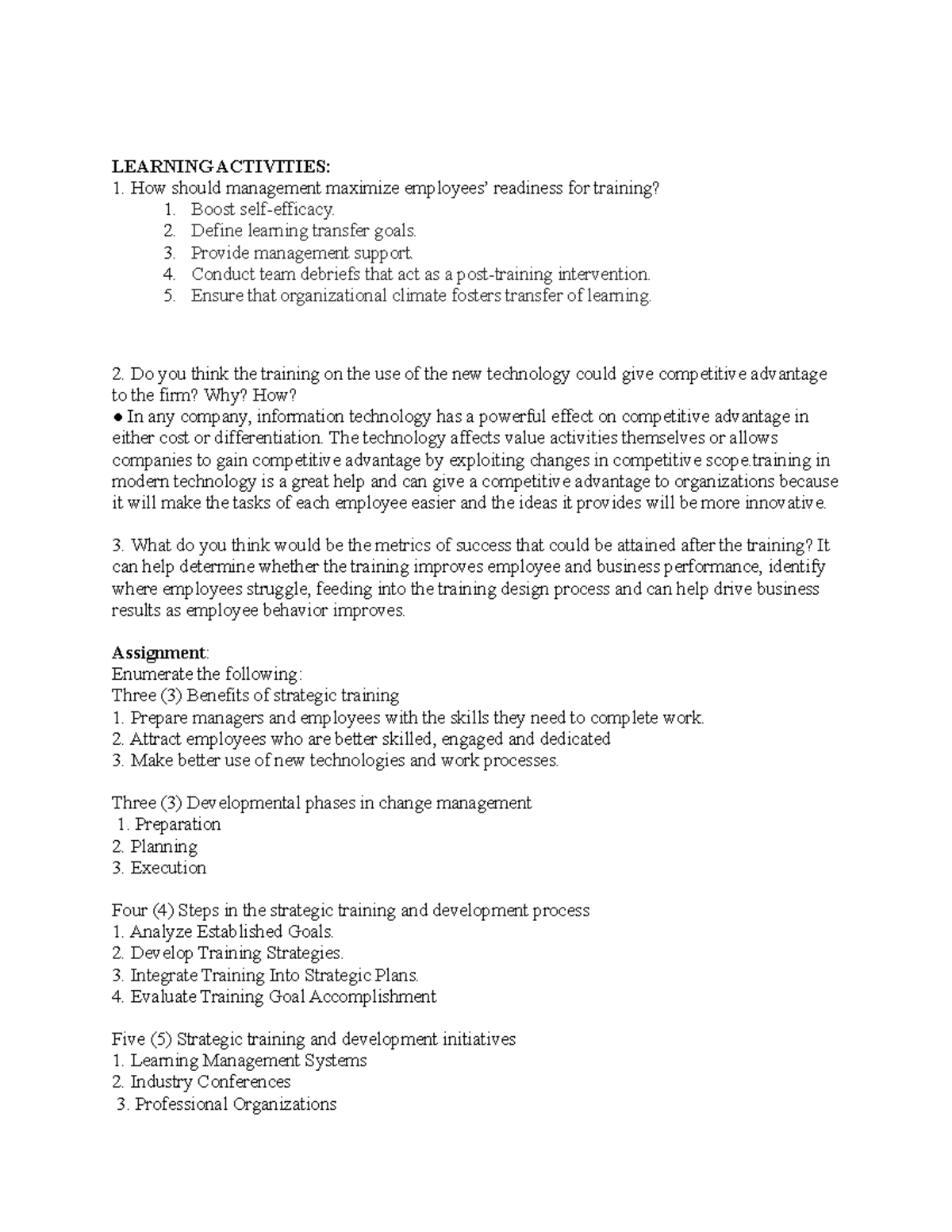 Hrm6-module-2 - training and development - LEARNING ACTIVITIES: How ...