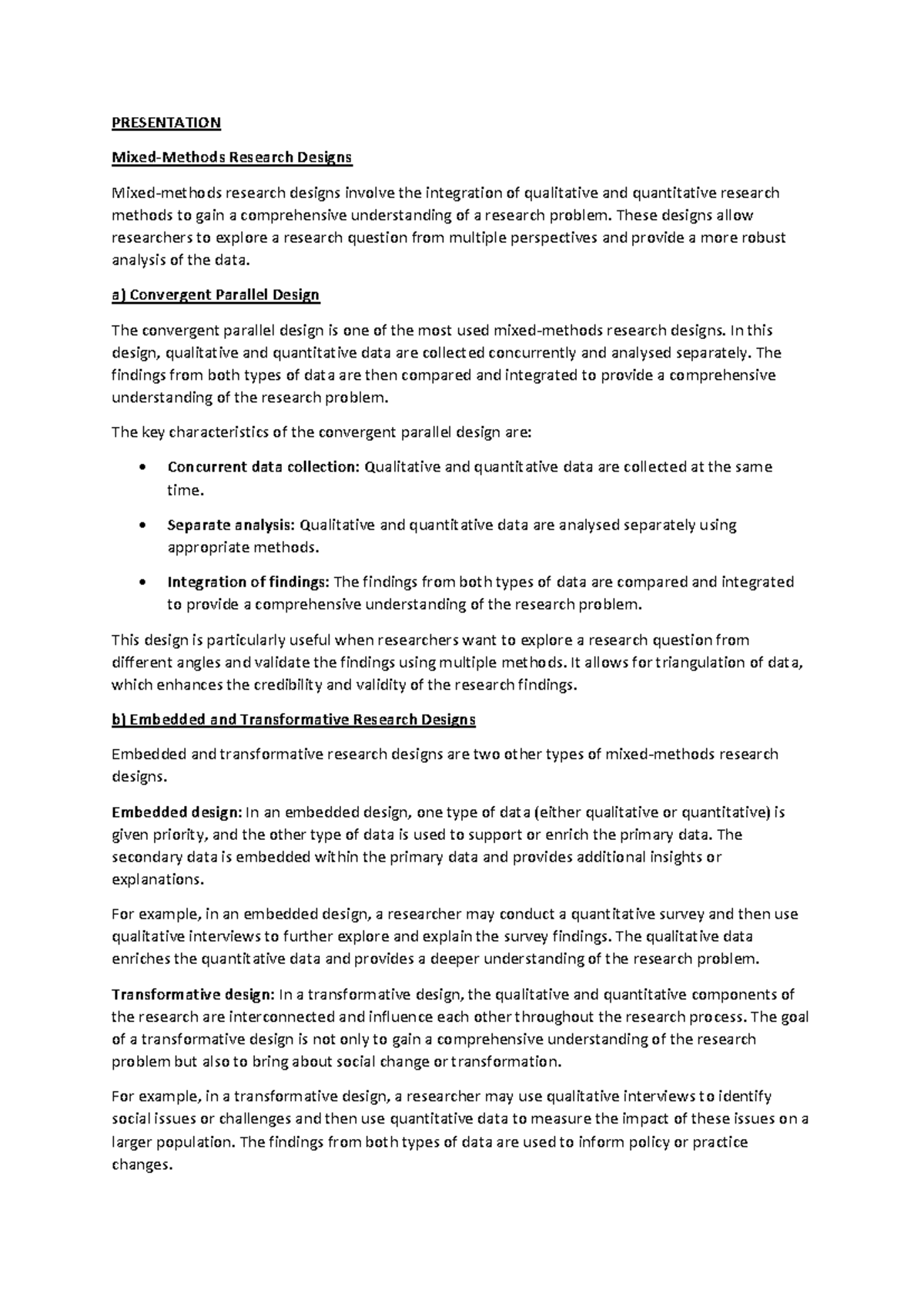 Research Presentation - PRESENTATION Mixed-Methods Research Designs ...