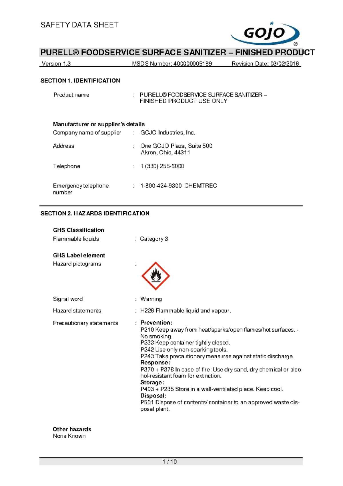 Desinfectante de superficies purell - PURELL® FOODSERVICE SURFACE ...