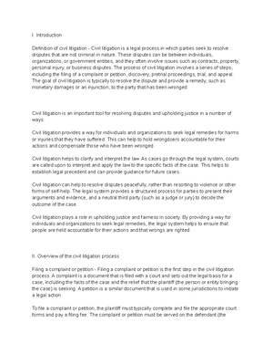 Civil Litigation 2 - III. Types of cases commonly handled in civil ...