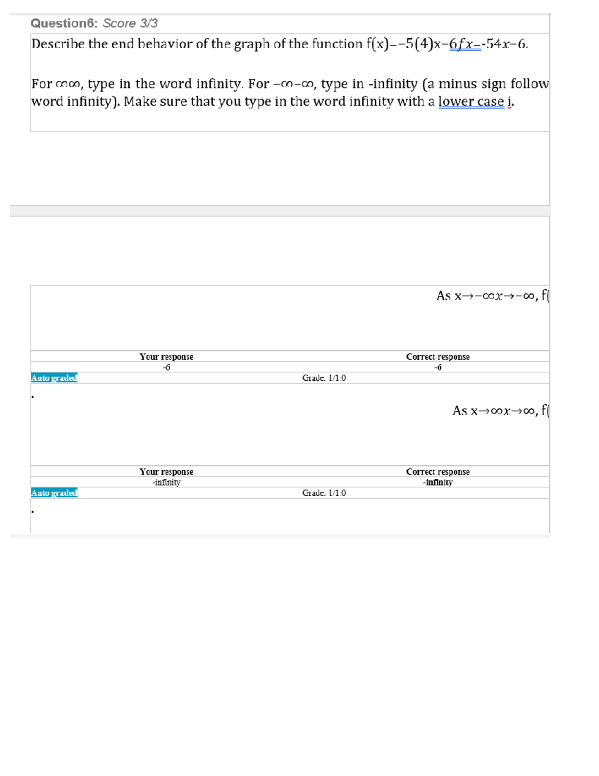 MAT-140 Module 2 Question 6 - Question6: Score Describe the end ...