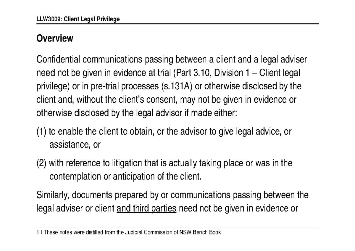 Session 3 Client Legal Privilege - EED2000 - VU - Studocu