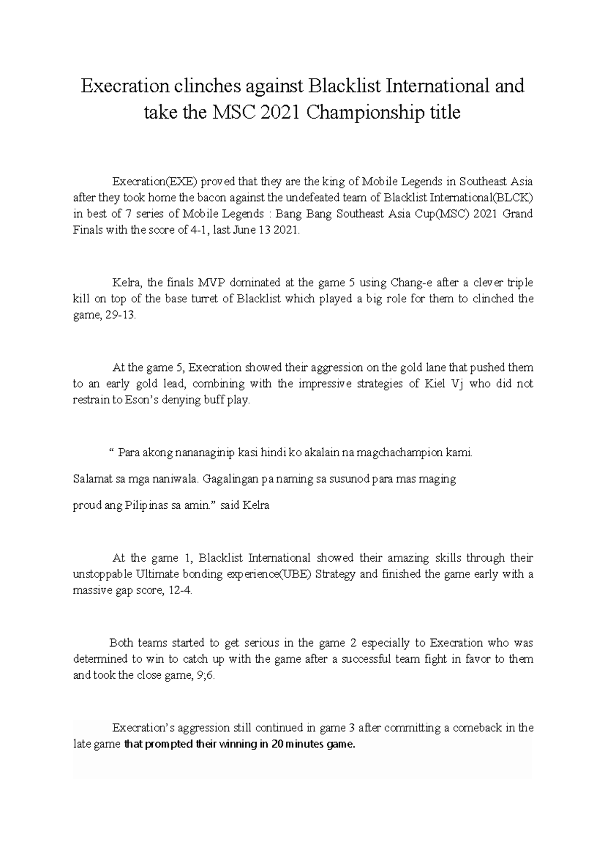 SWSE-020 - this will help you - Execration clinches against Blacklist ...