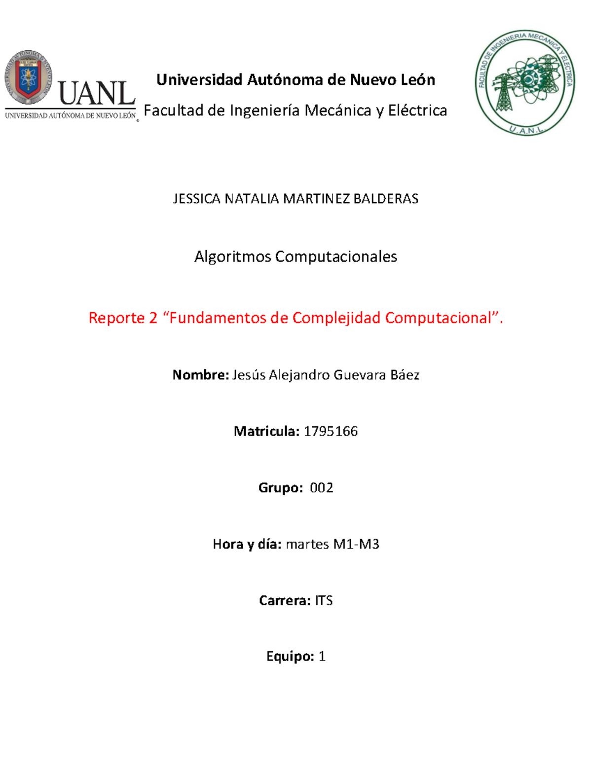 Reporte 2 Algoritmos Nota 80 Laboratorio De Algoritmos