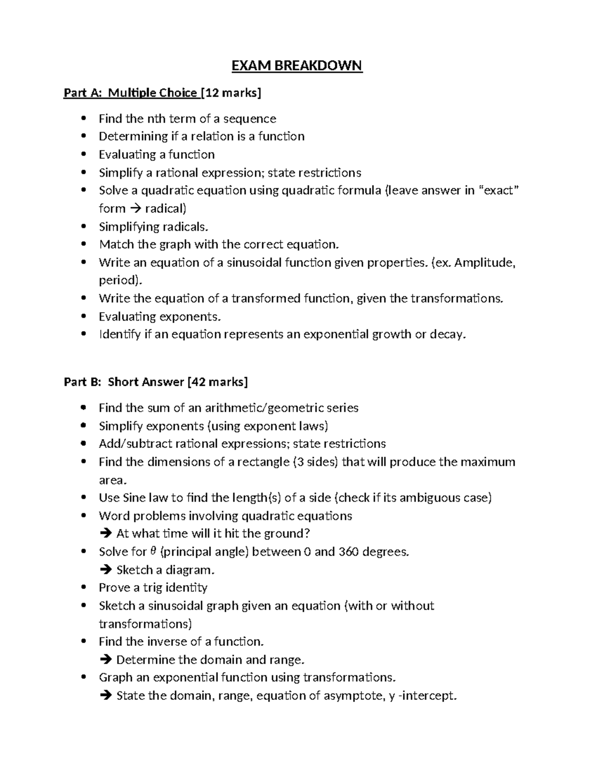 Exam Breakdown June 2024 - EXAM BREAKDOWN Part A: Multiple Choice [12 ...