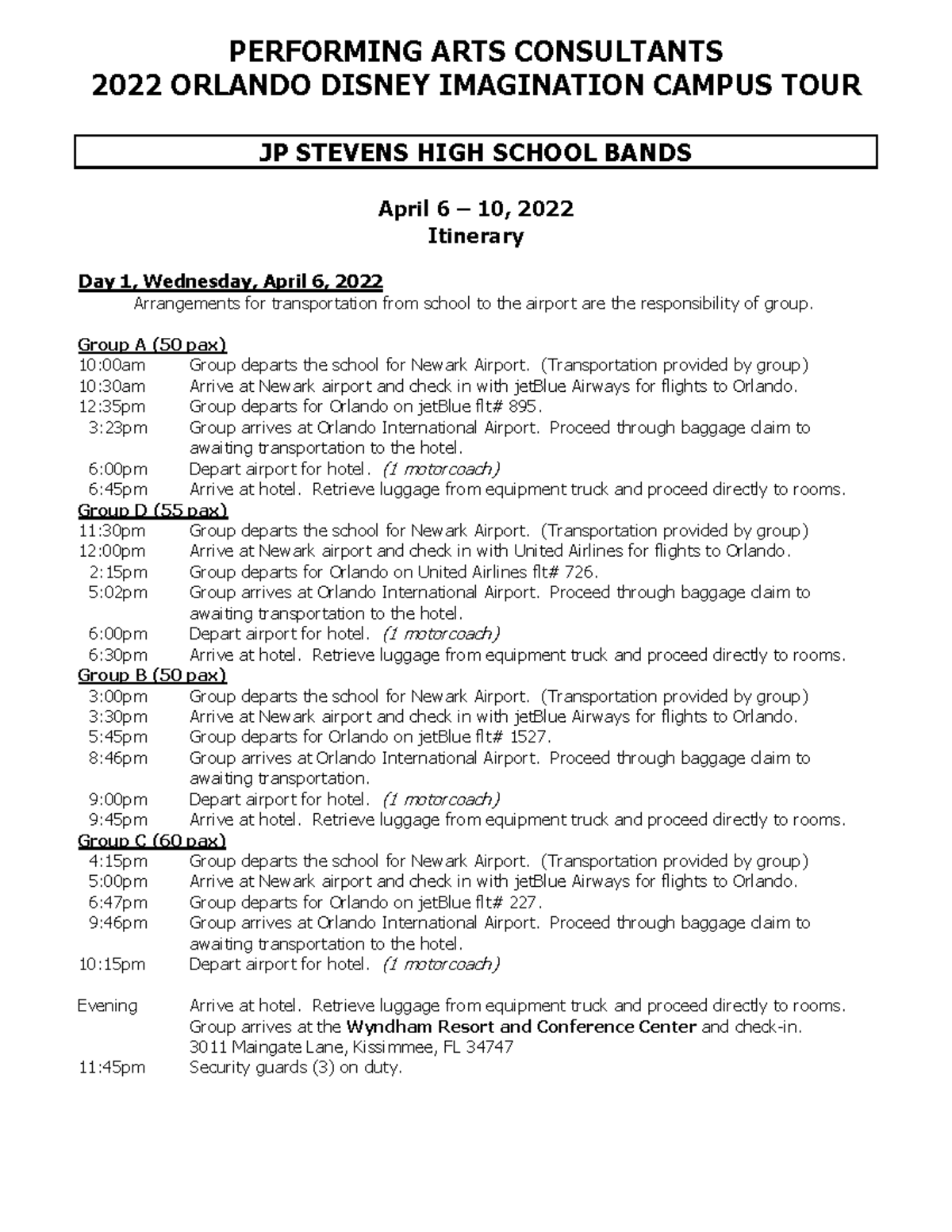 2022 JP Stevens Band Itinerary-WDW - PERFORMING ARTS CONSULTANTS 2022 ...