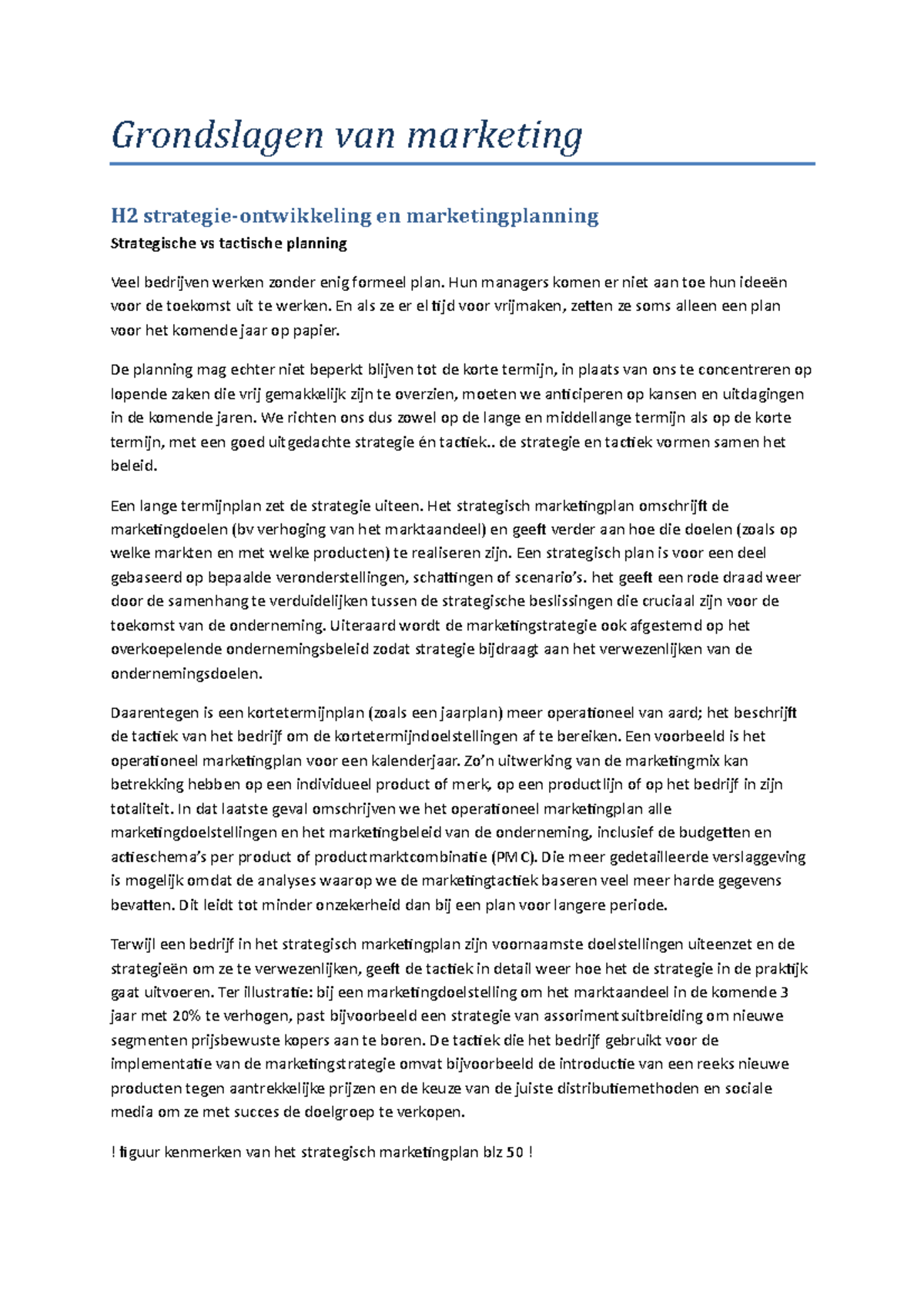 Grondslagen van marketing h2 - Grondslagen van marketing H2 strategie ...
