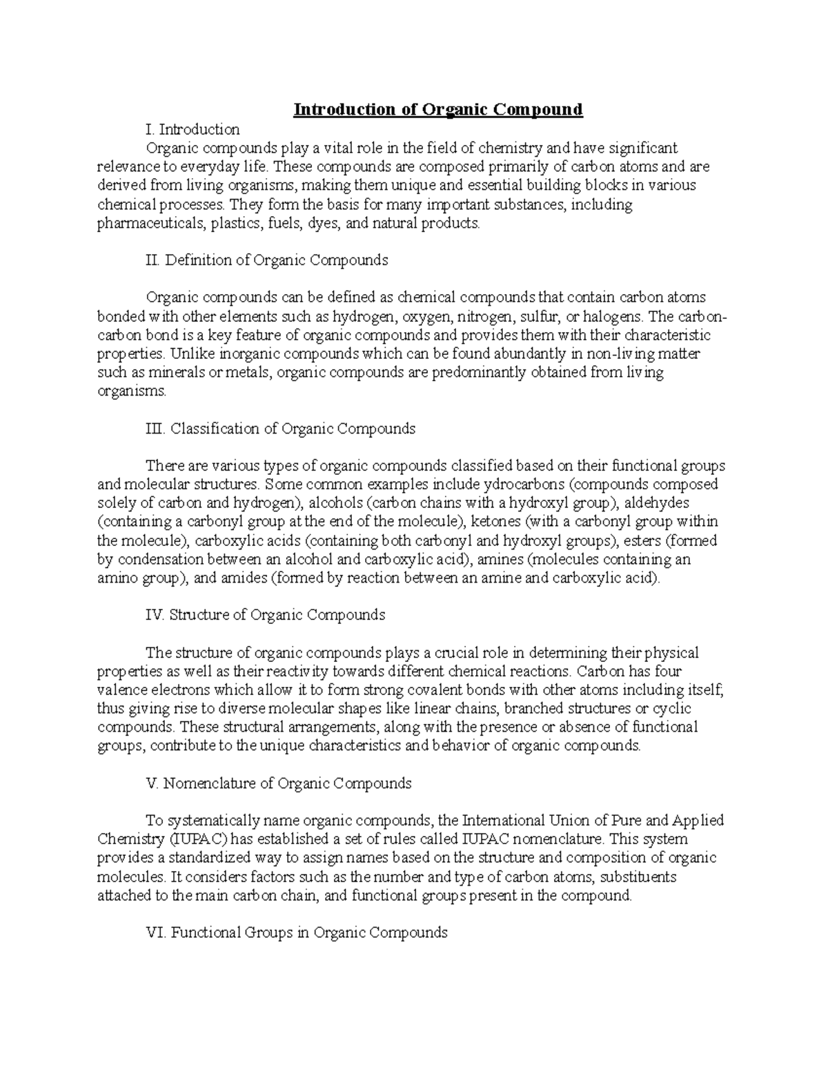 Introduction of Organic Compound - Introduction Organic compounds play ...