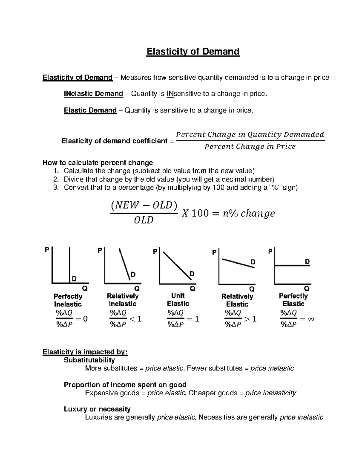 Elasticity+of+Demand+Notes - Elasticity of Demand Elasticity of Demand ...