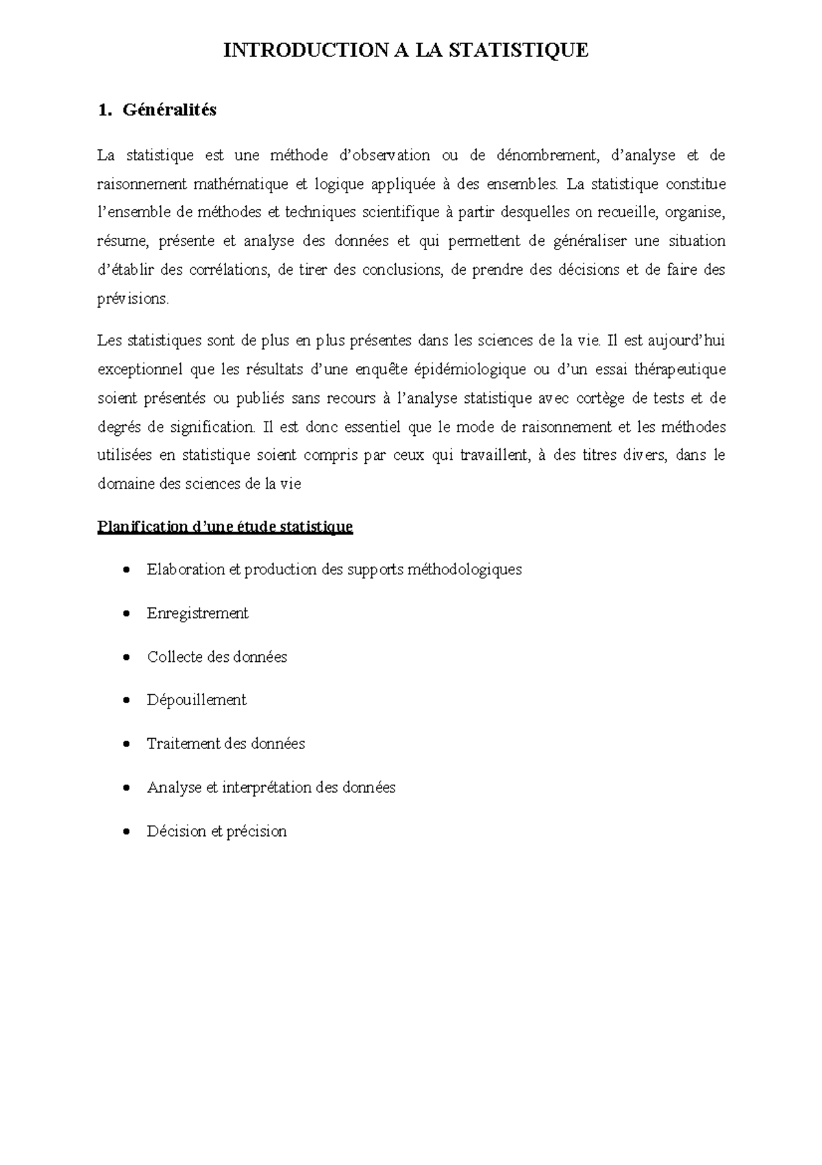 Introducton en statistiques - INTRODUCTION A LA STATISTIQUE 1 ...