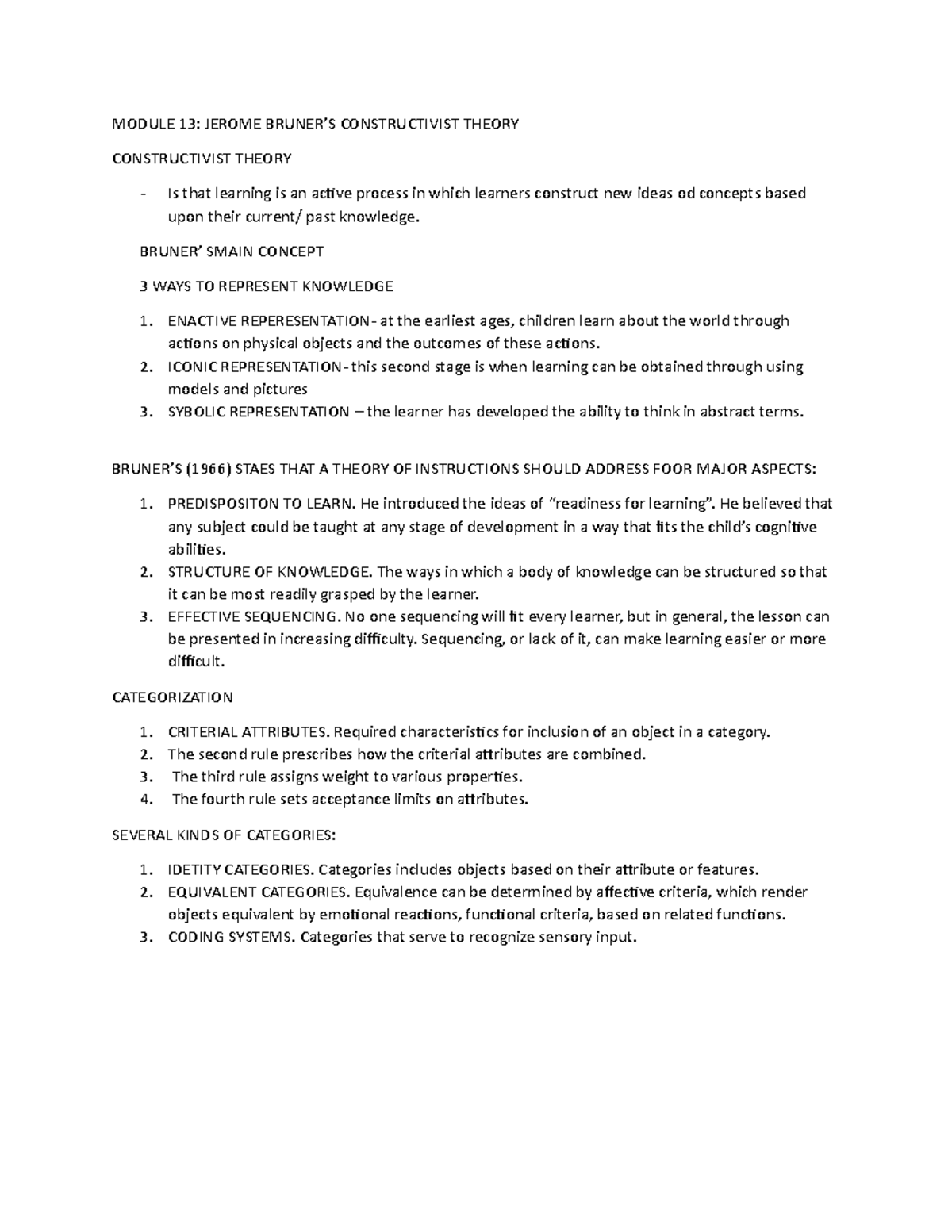 Module 13 Falctm 1 - marynel vitto - MODULE 13: JEROME BRUNER’S CONSTRUCTIVIST THEORY ...