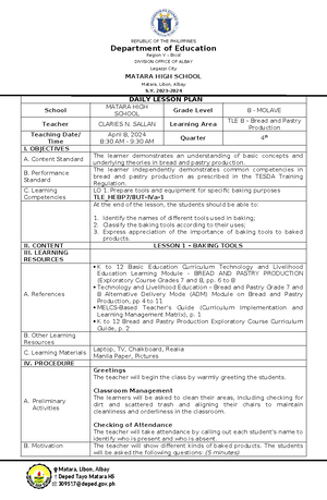 Activity Sheet 1 in TLE 9 - Bachelor of Technical Vocational Teacher ...