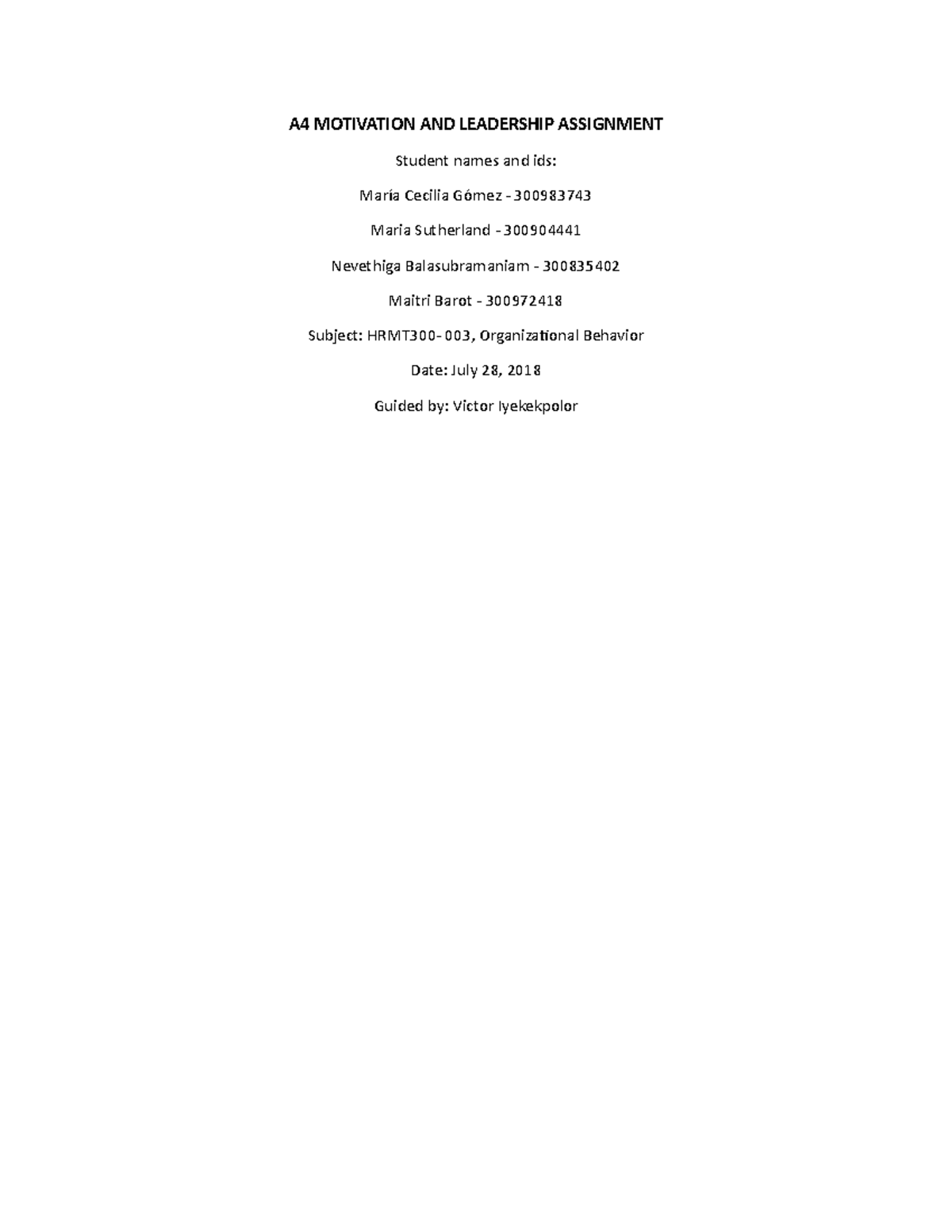 A4 Motivation & Leadership Assignment - A4 MOTIVATION AND LEADERSHIP ...