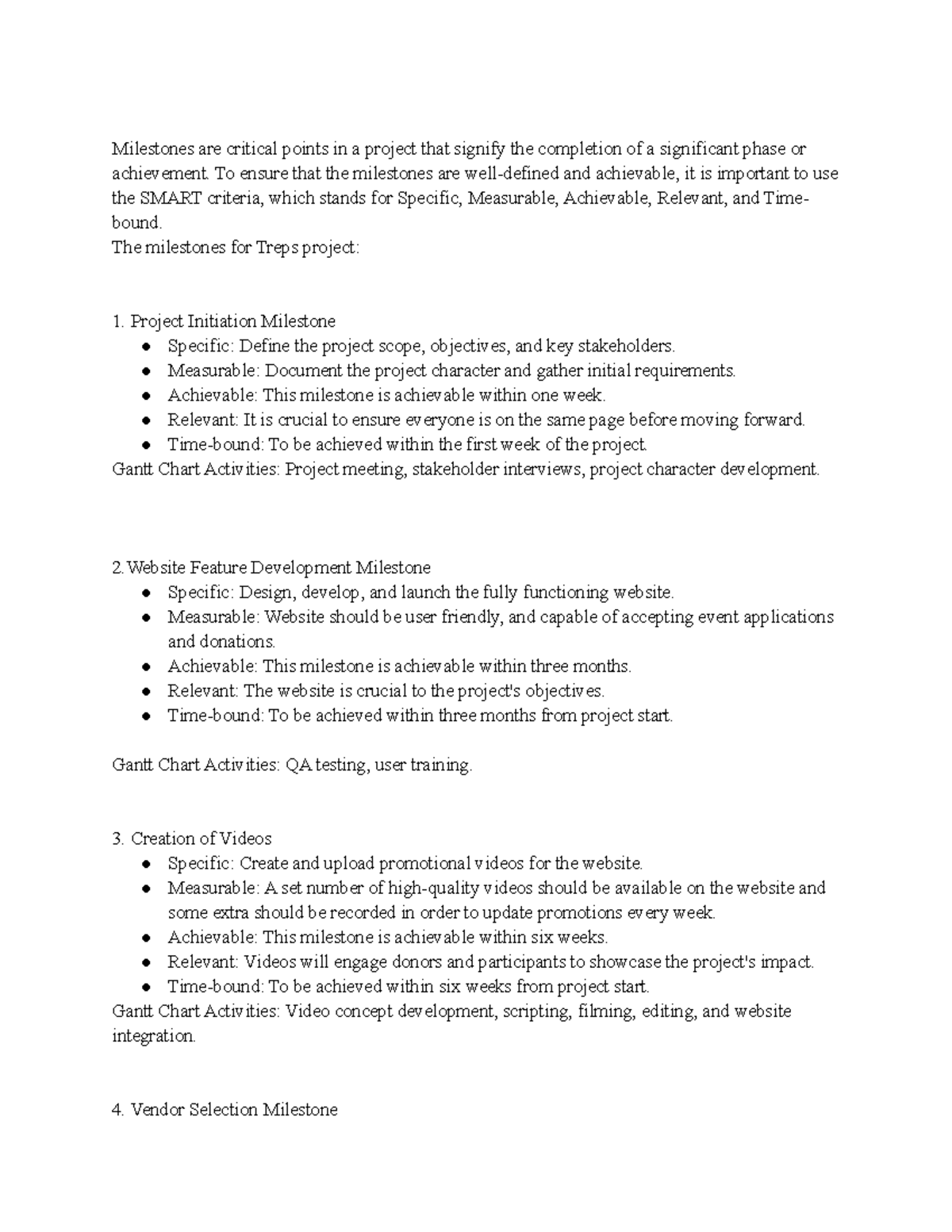 Running Case 6 task 2 h - Milestones are critical points in a project ...