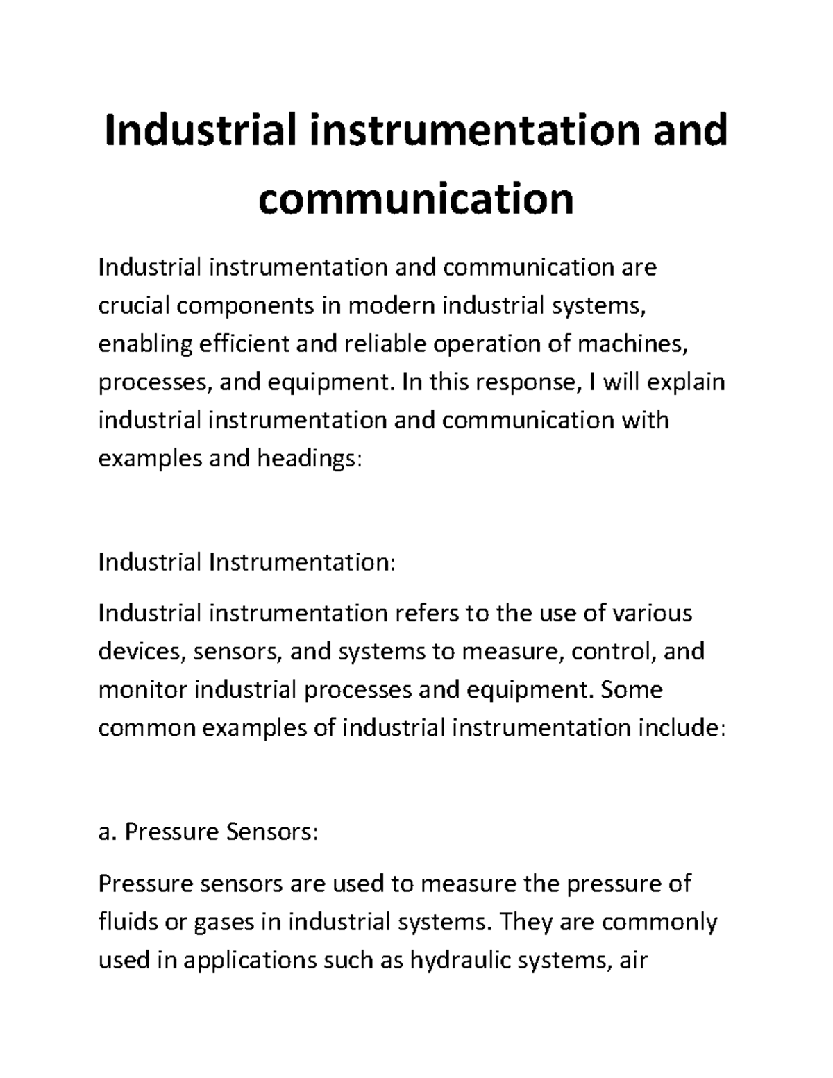 Industrial instrumentation and communication part 1 - Industrial ...