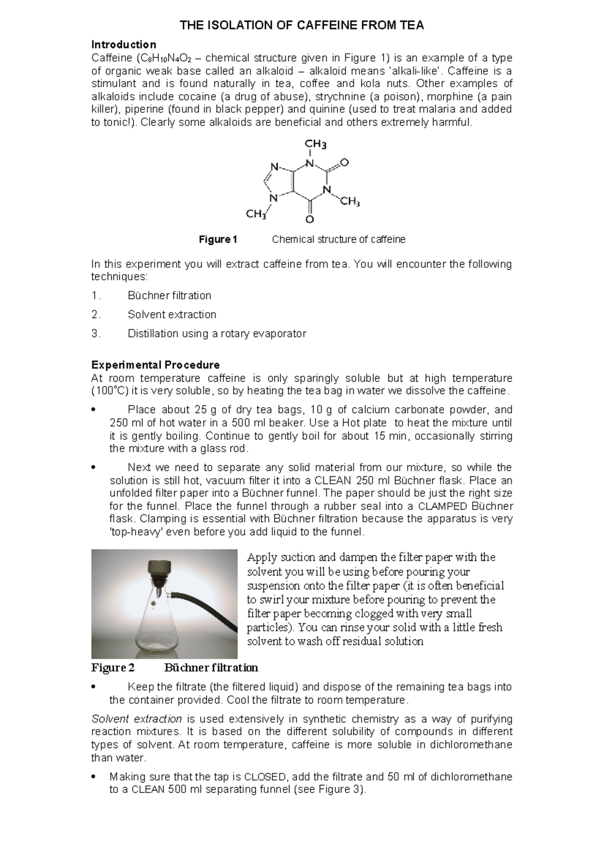883-The Isolation of Caffeine from Tea Practical - THE ISOLATION OF ...