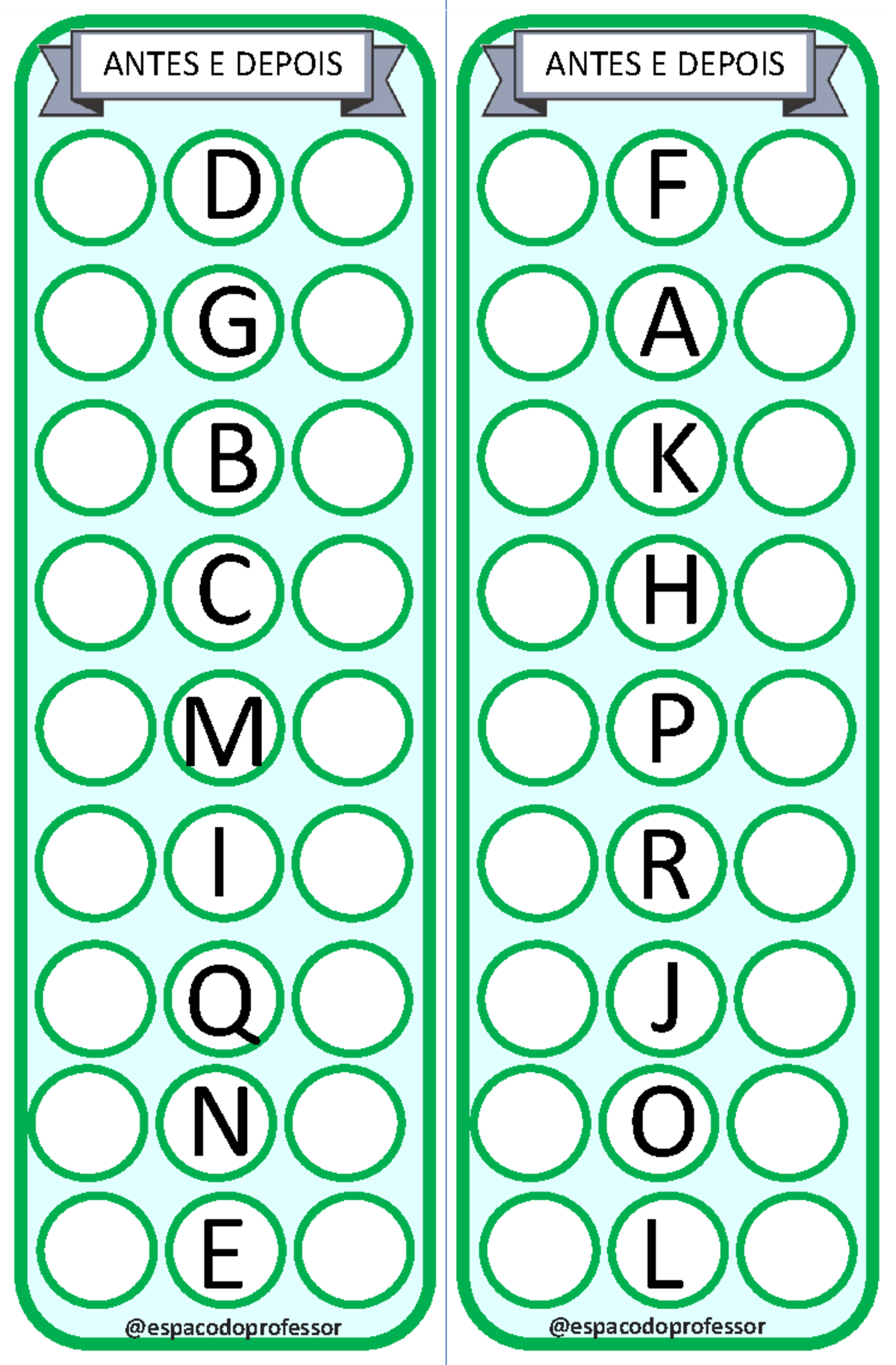 Antes E Depois Alfabeto - ANTES E DEPOIS D E N Q I M C B G ANTES E ...