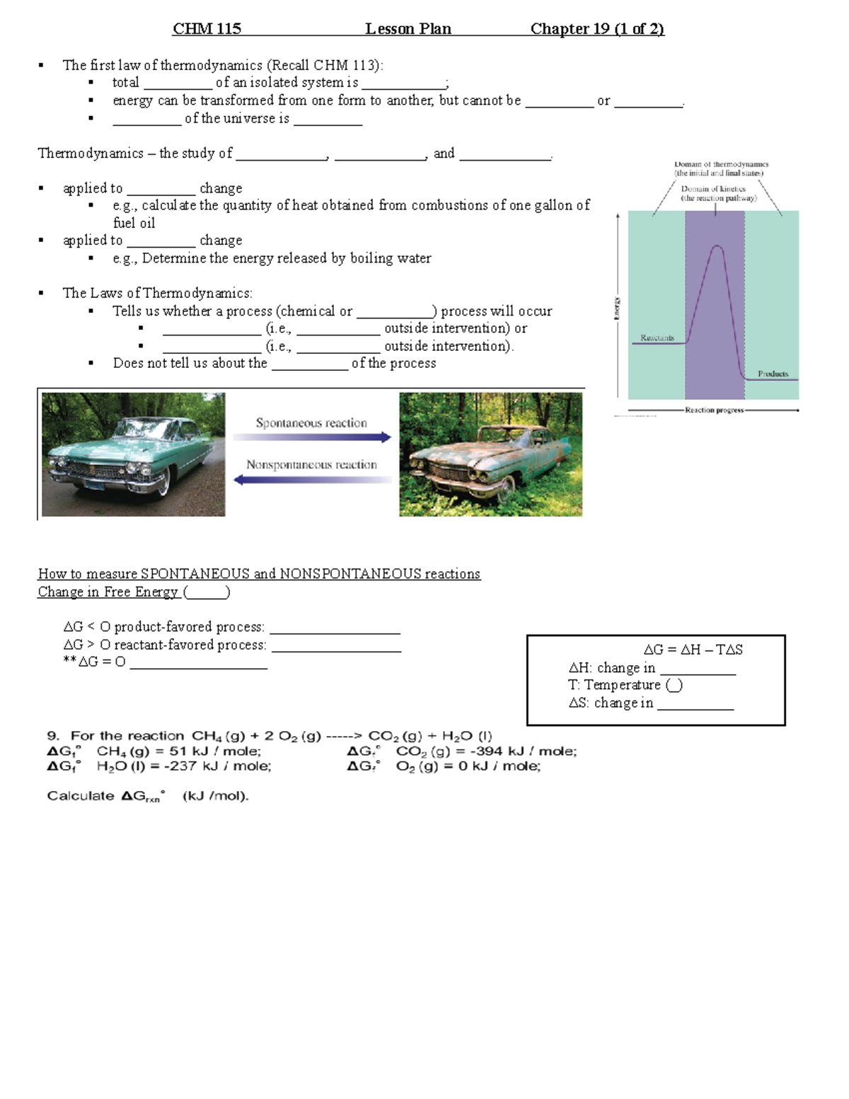 Ch 19 Lesson Plan CHM 115 - CHM 115 Lesson Plan Chapter 19 (1 of 2) The ...