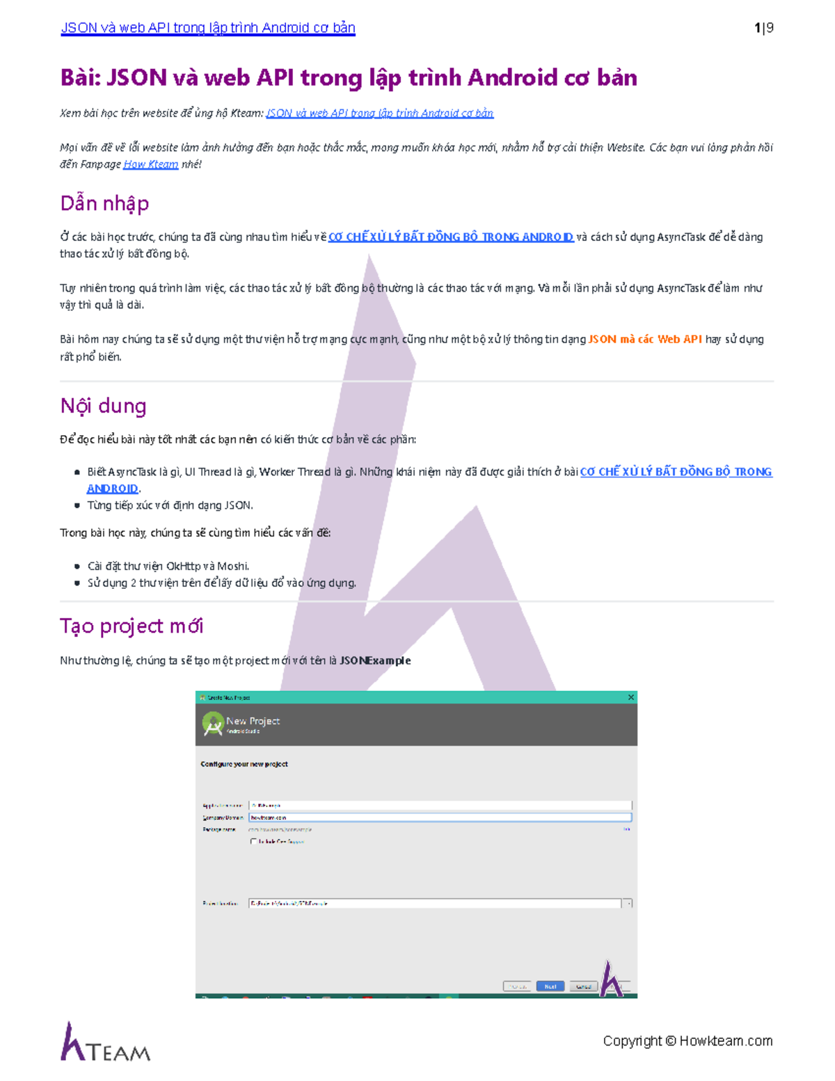 Howkteam.VN - JSON và web API trong lập trình Android cơ bản - Bài: JSON và web API trong lập ...