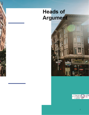 Unit 4 - Heads of Argument example - QUESTION 2 IN THE HIGH COURT OF ...