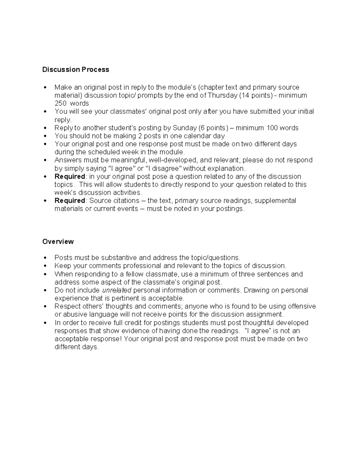 HIST101 Discussion Process ss22 - Discussion Process Make an original ...