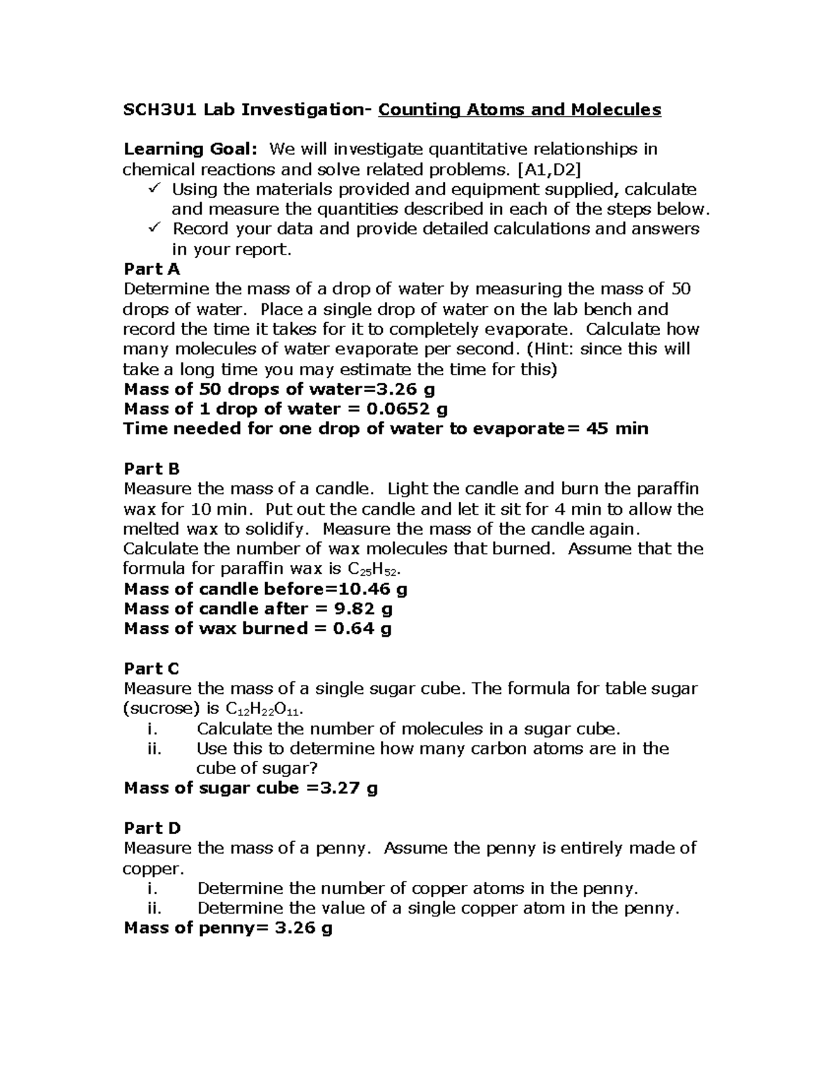 SCH3U1 Lab Investigation - Counting Atoms and Molecules 2021 Data ...