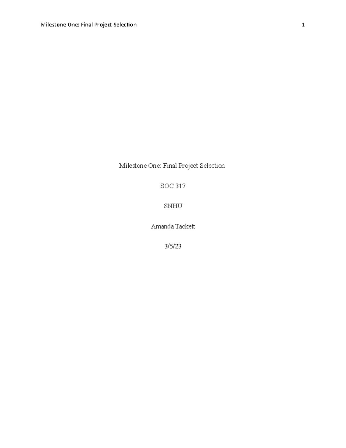 Milestone One - Topic Selection - Milestone One: Final Project ...