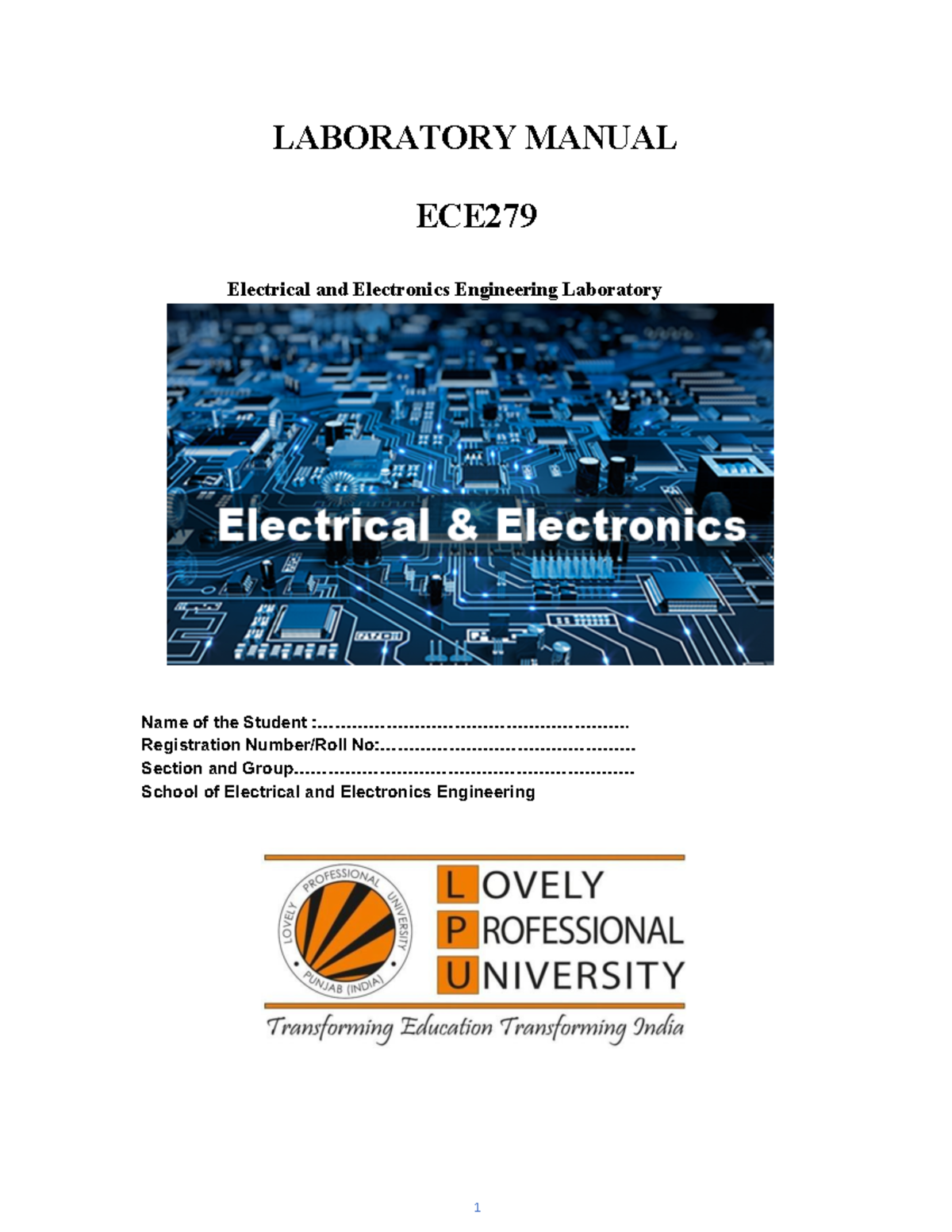 Lmece 279 - ece notes - LABORATORY MANUAL ECE Electrical and ...