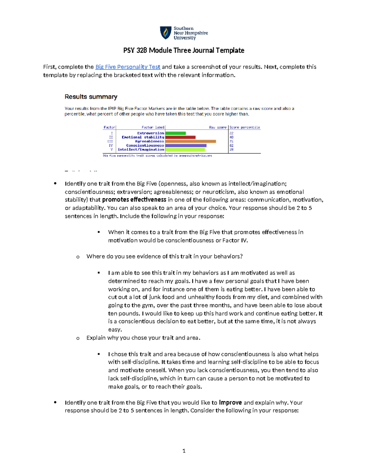 PSY 328 Module Three Journal Template - PSY 328 Module Three Journal ...