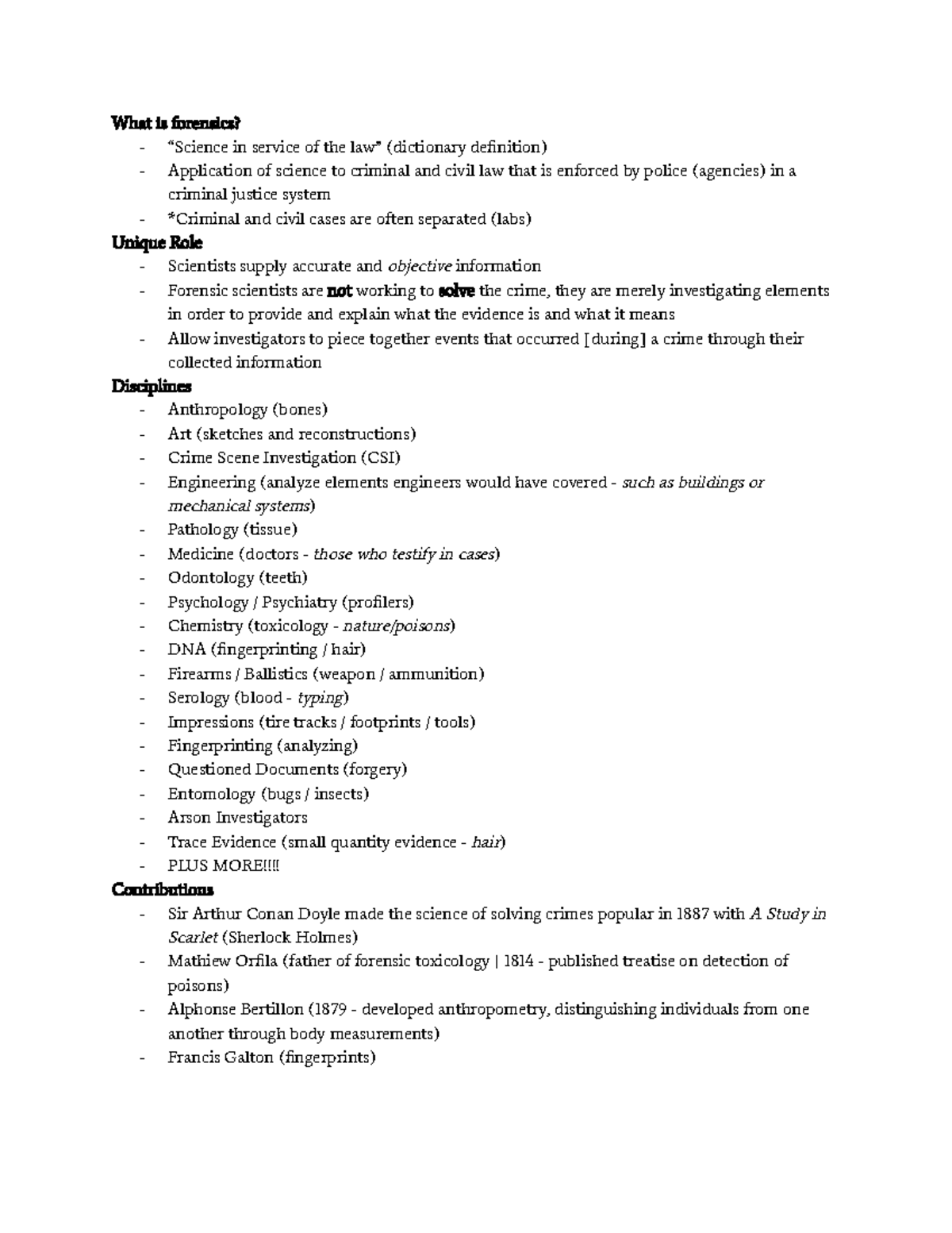 Forensics Science Notes - FULL DOC - Google Docs - What is forensics ...