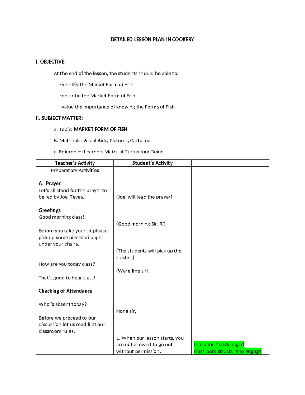 Detailed Lesson PLAN IN Cookeryupdated - DETAILED LESSON PLAN IN ...