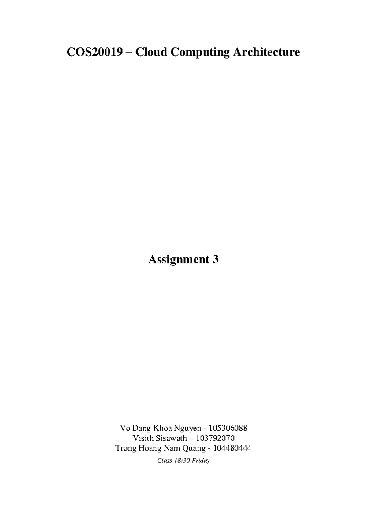 Assignment 3 Cloud Cos20019 Cloud Computing Architecture Assignment 3 Vo Dang Khoa Nguyen