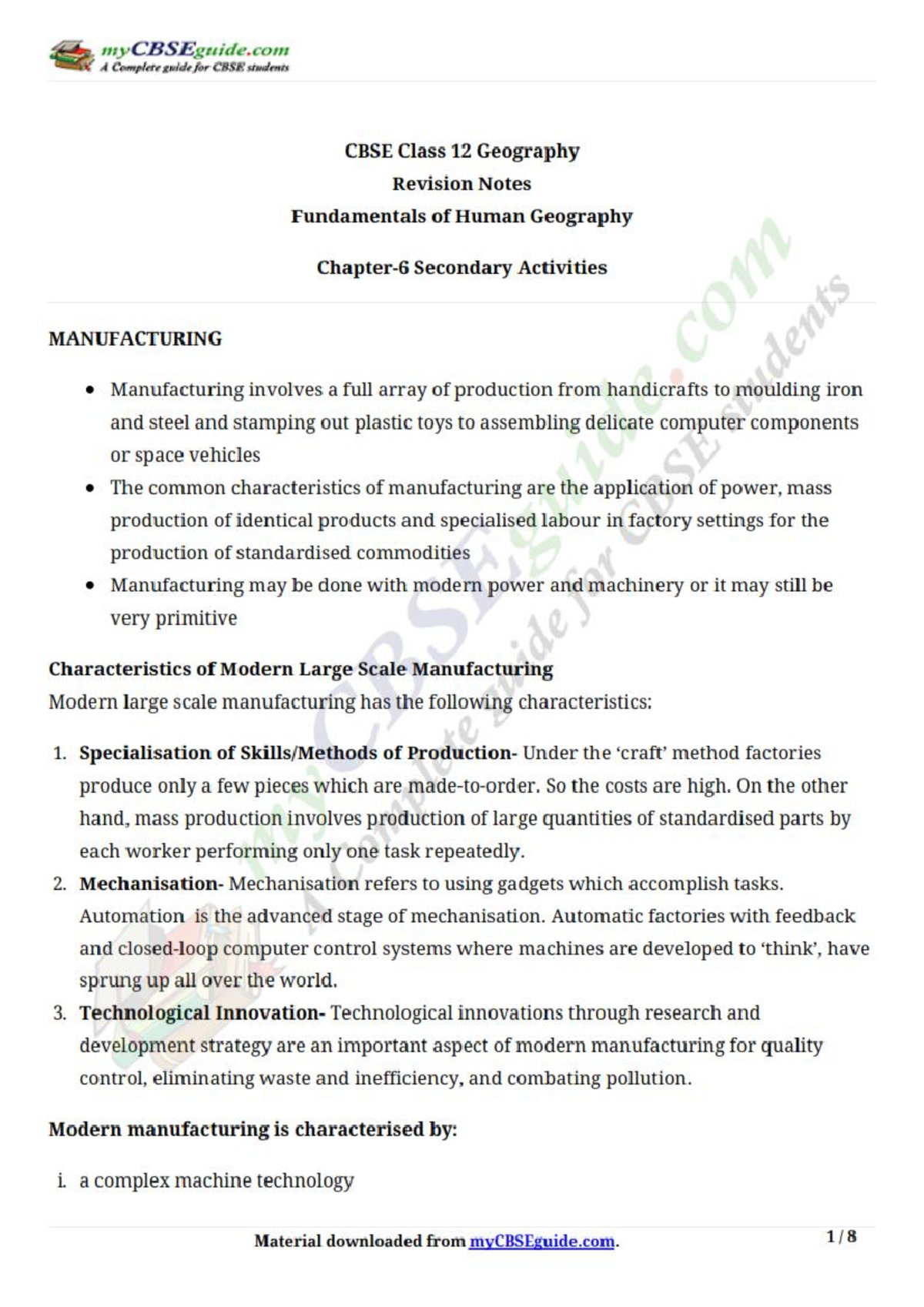 12 geography notes b1 ch6 - myCBSEgnide A Complete guide for CBSE ...