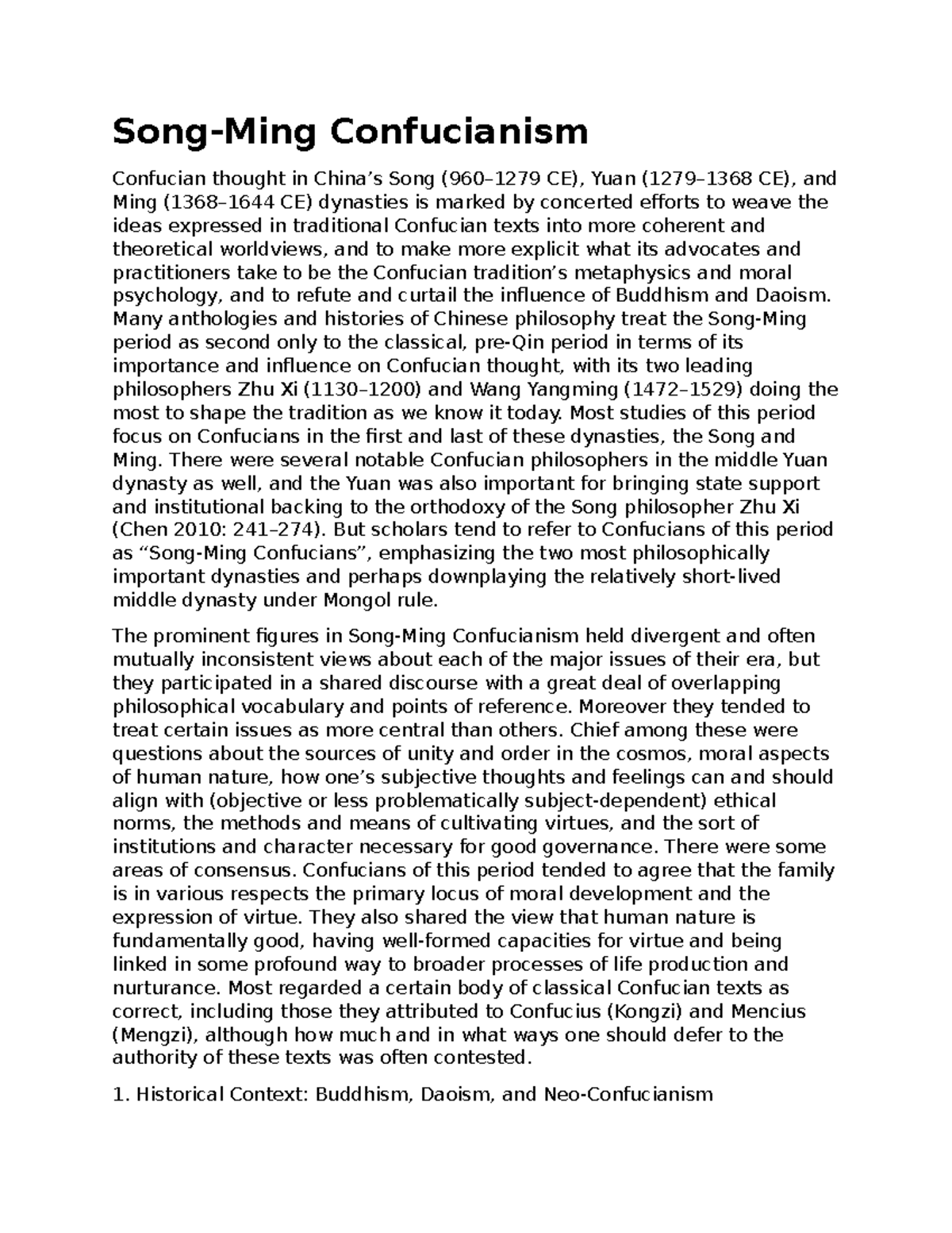 Song-Ming Confucianism - Song-Ming Confucianism Confucian thought in ...