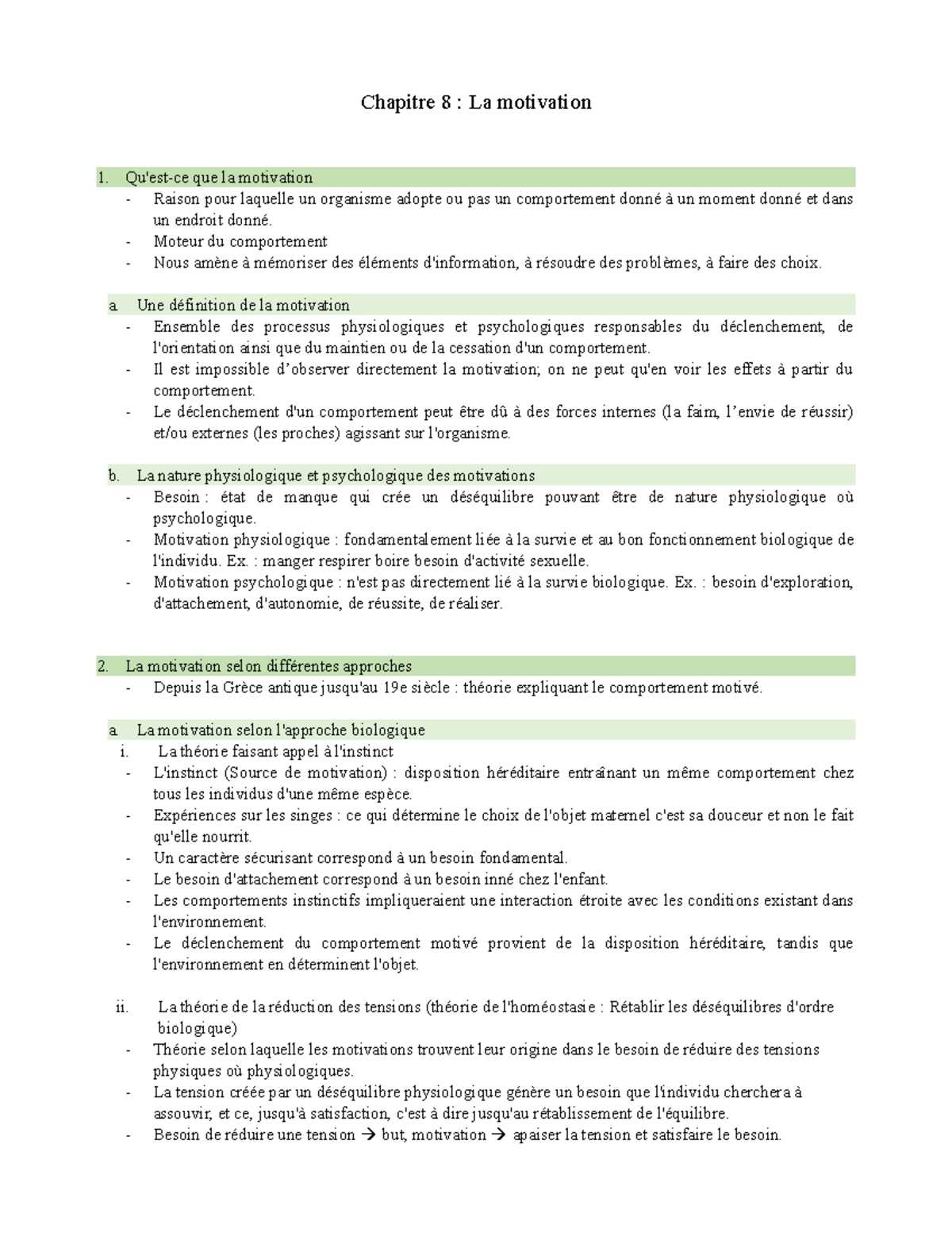 Chapitre 8 - tout pour l'examen - Chapitre 8 : La motivation Qu'est-ce ...