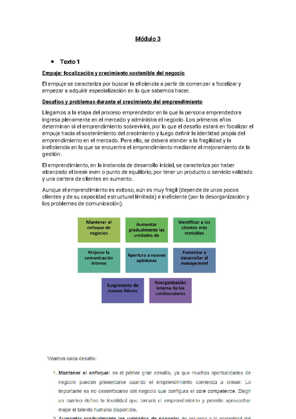 Módulo 3 - Módulo 3 Texto 1 Empuje: focalización y crecimiento sostenible del negocio El empuje ...