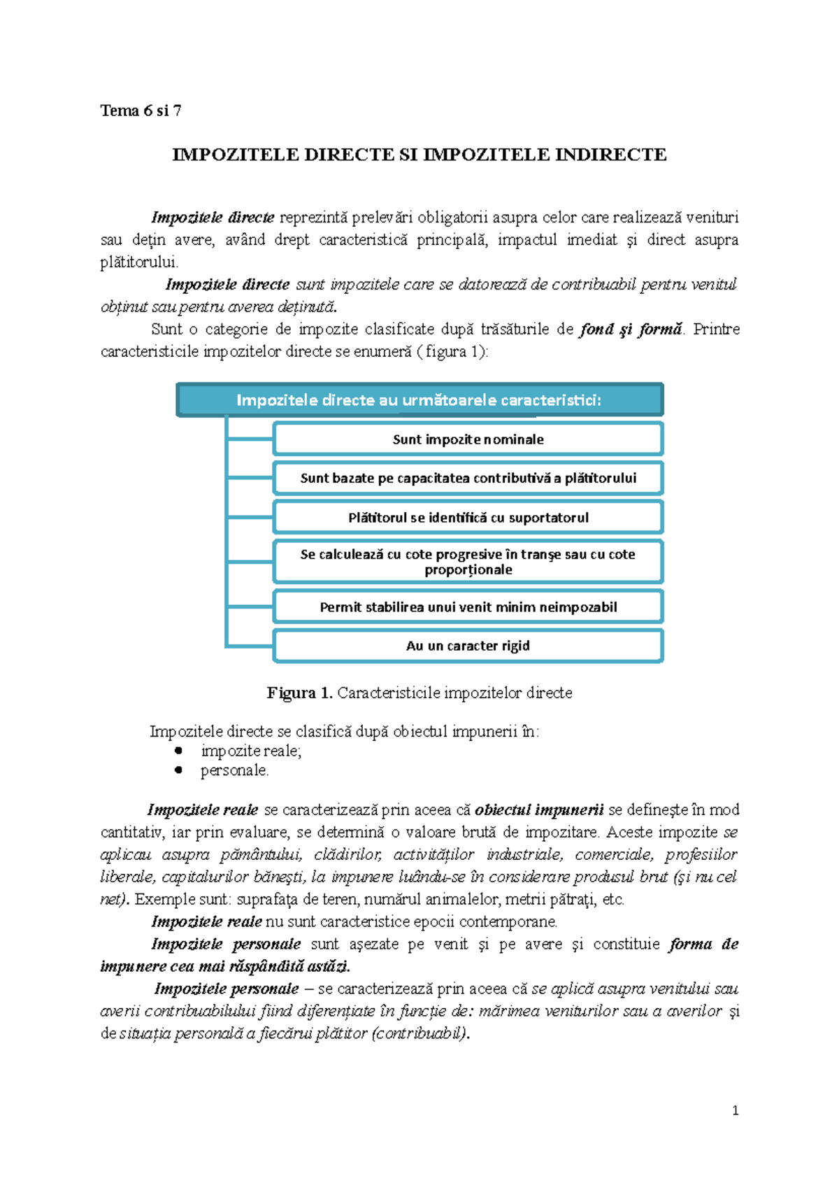 Tema 6 si 7- Impozitele Directe SI Indirecte - Tema 6 si 7 IMPOZITELE ...