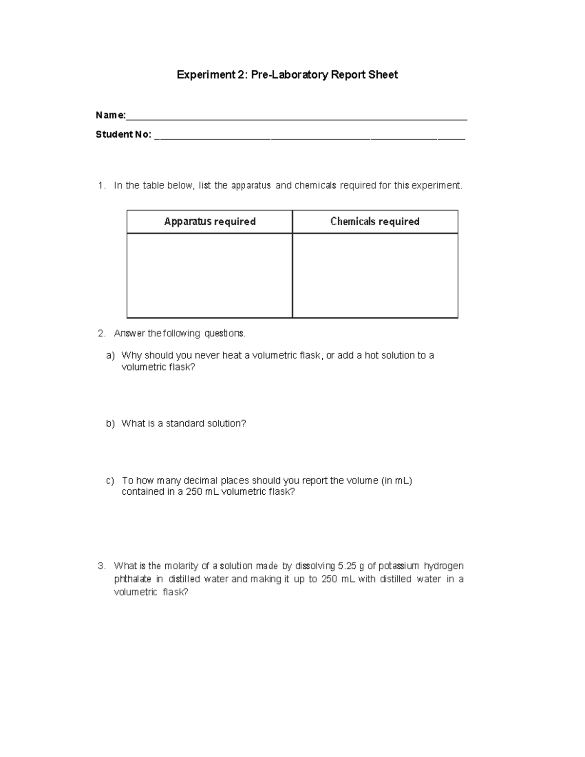 Experiment 2 Pre-Lab Report - Experiment 2: Pre-Laboratory Report S hee t - Studocu