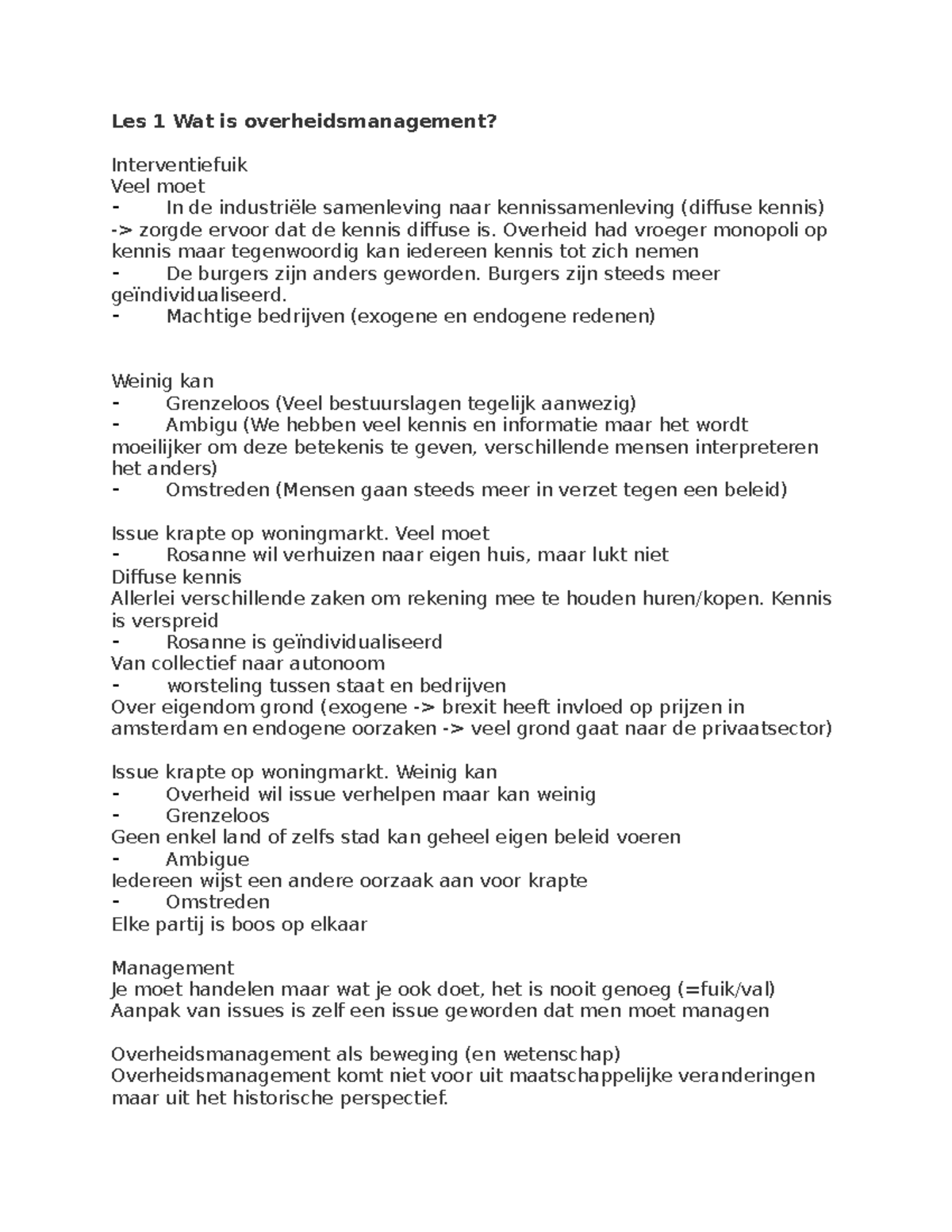 Overheidsmanagement aantekeningen - Les 1 Wat is overheidsmanagement ...