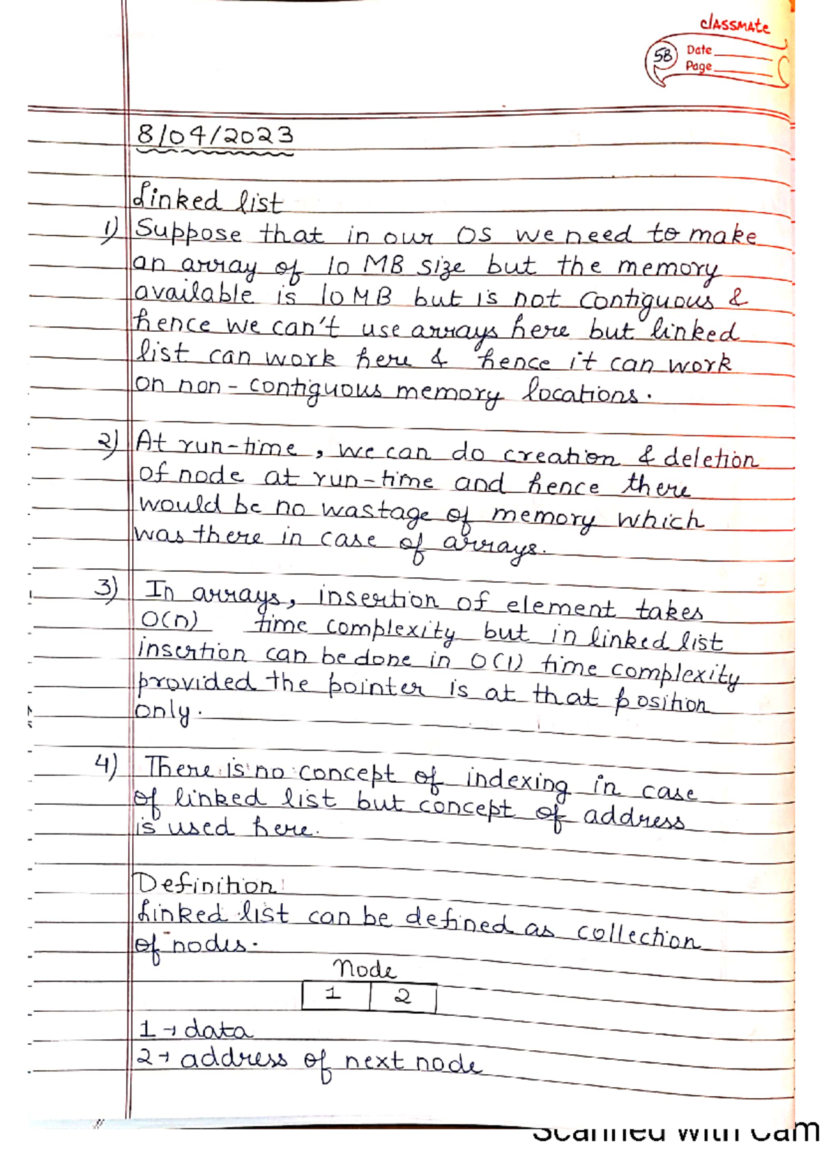Linked List Class Notes - BCA - Studocu