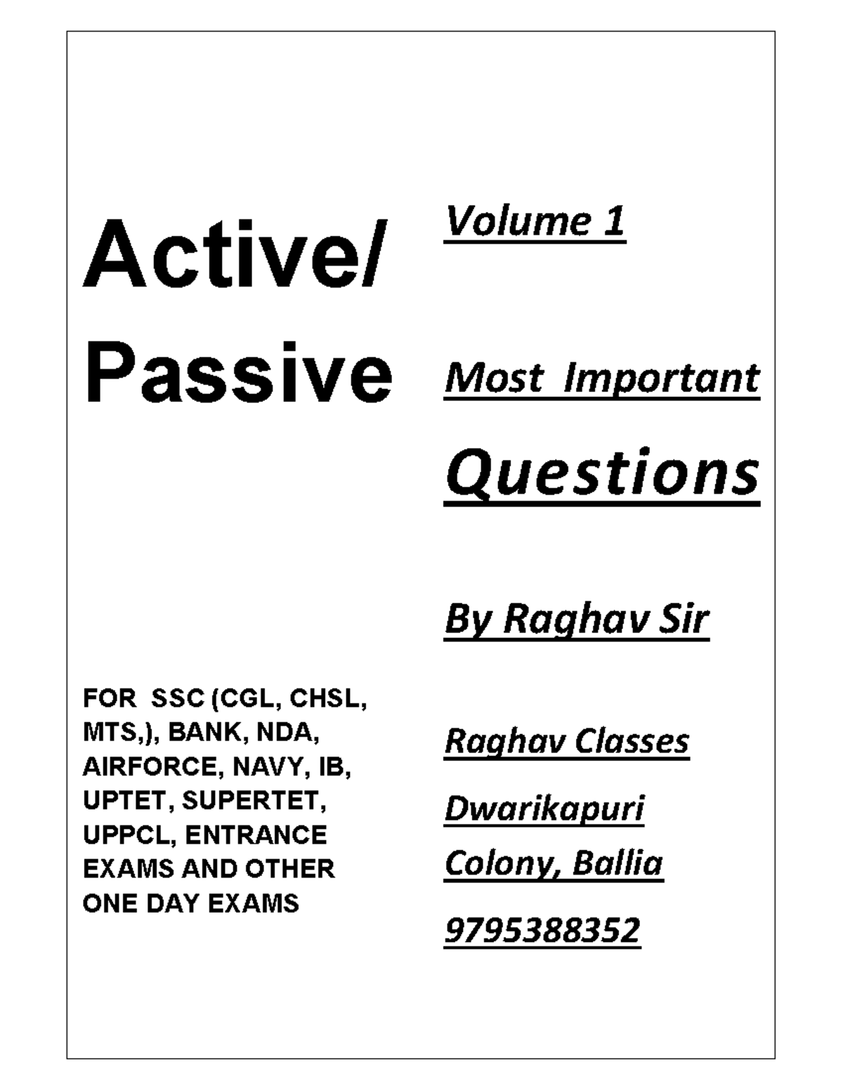 Active passive - Very useful information - Active/ Passive ####### FOR ...