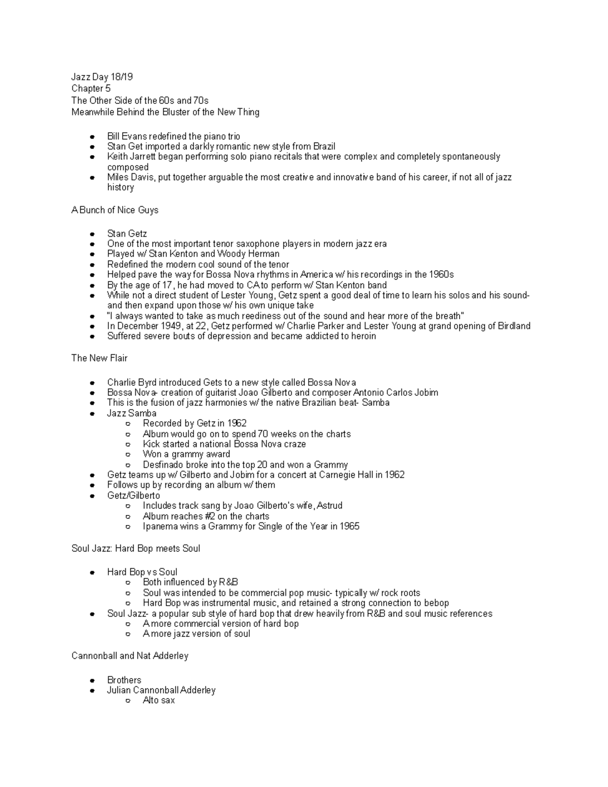 Jazz Day 18 19 - notes - Jazz Day 18/ Chapter 5 The Other Side of the ...