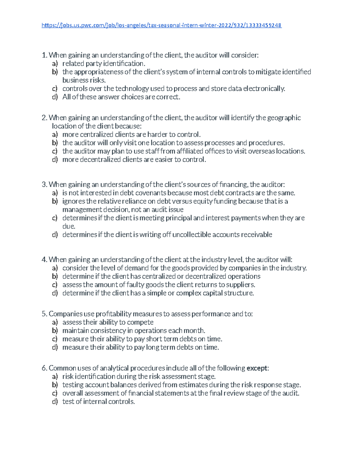 Exam 1 Practice - Auditing notes - When gaining an understanding of the ...