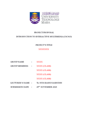 Revision 1 - CSC413 - CSC413 INTRODUCTION TO INTERACTIVE MULTIMEDIA REVISION 1 NAME: MATRIC NO ...