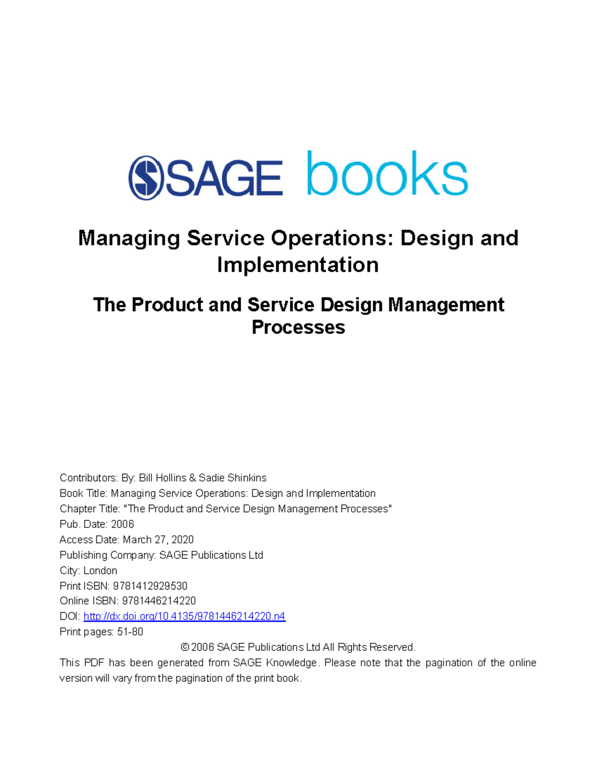 . Chapter 4. Service design management process - Managing Service ...