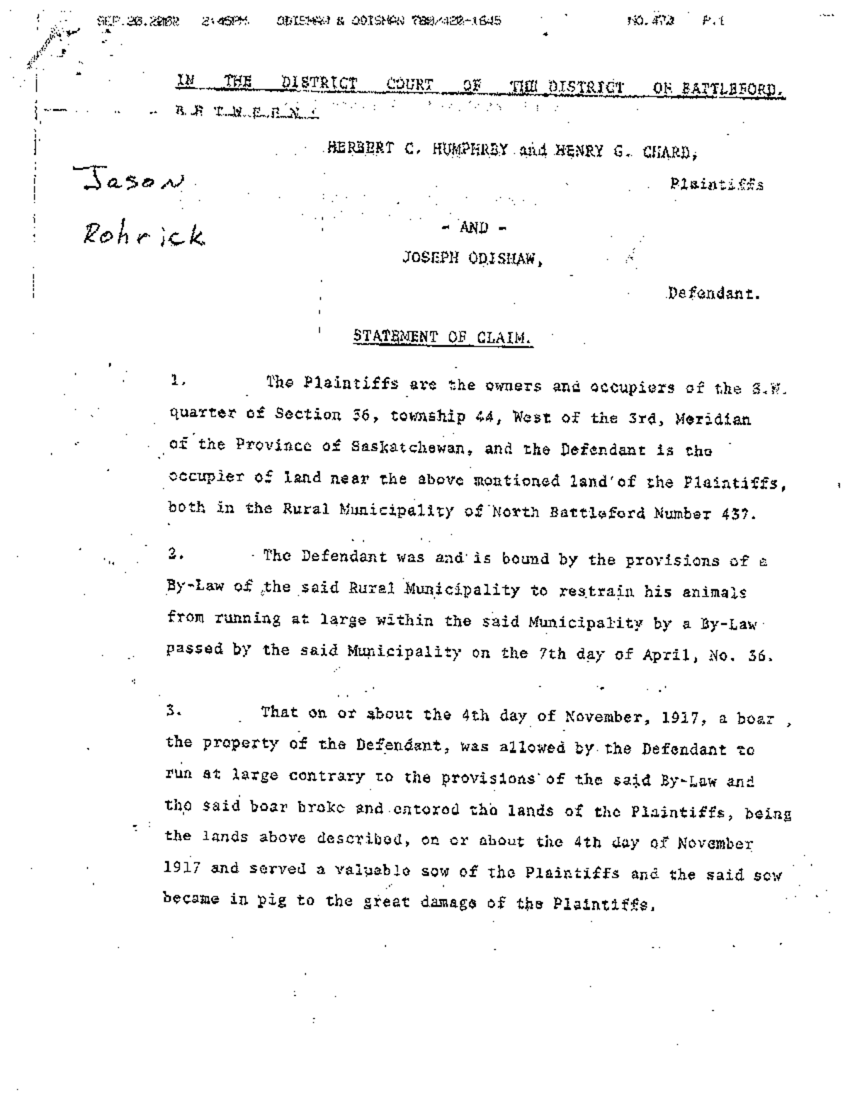Odishaw pig lawsuit - Lecture notes - BLAW 150 - Studocu