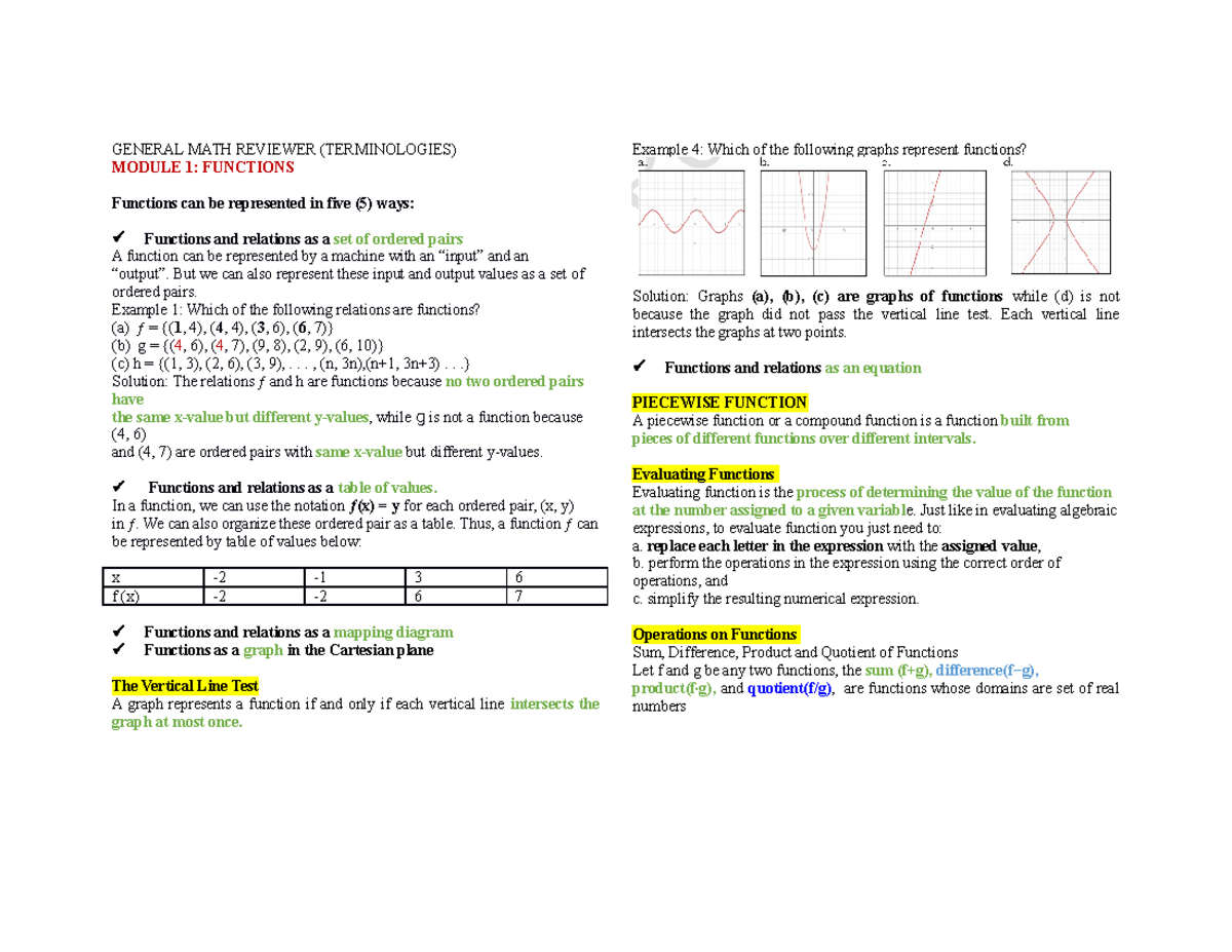 General MATH Reviewer JES - GENERAL MATH REVIEWER (TERMINOLOGIES ...