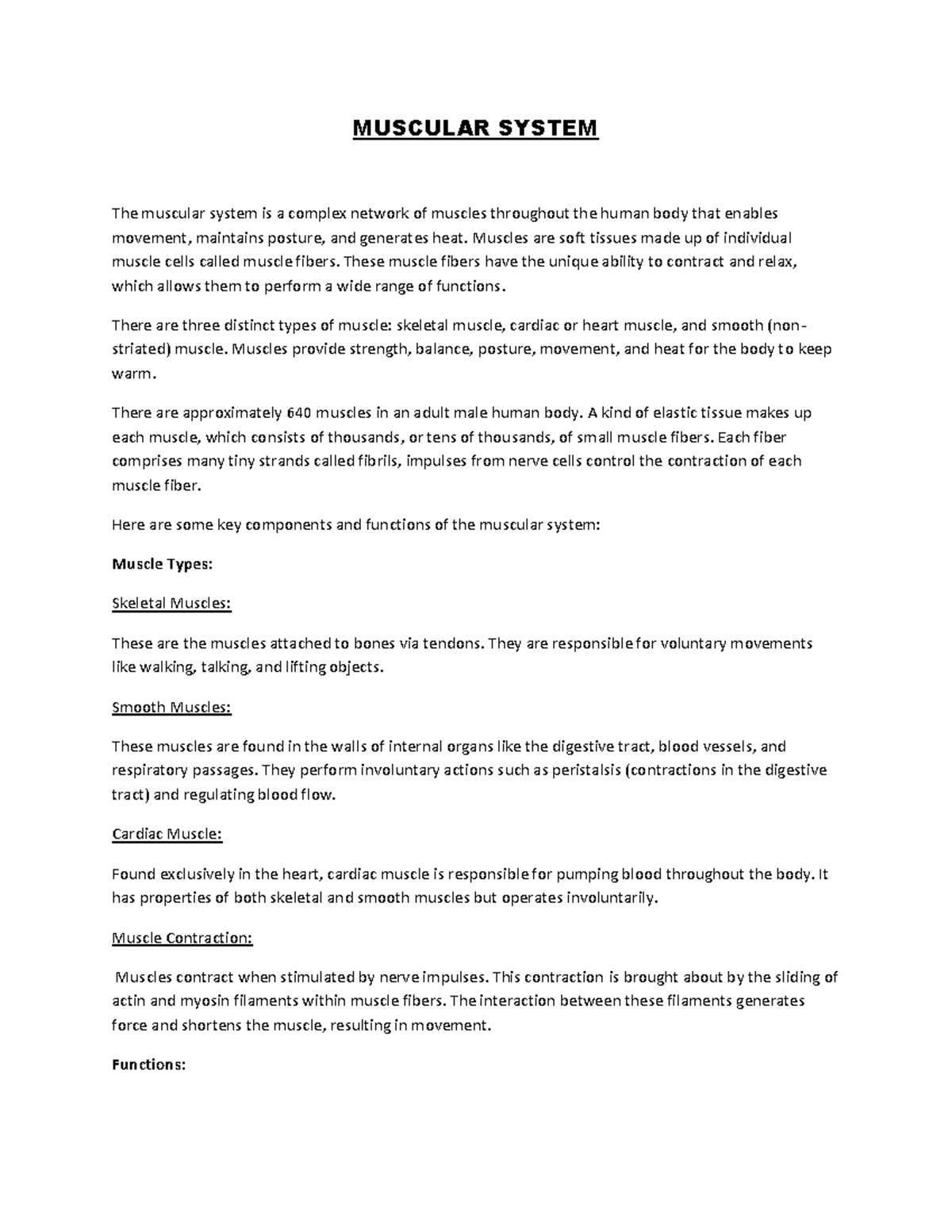 Muscular system - Muscles are soft tissues made up of individual muscle ...