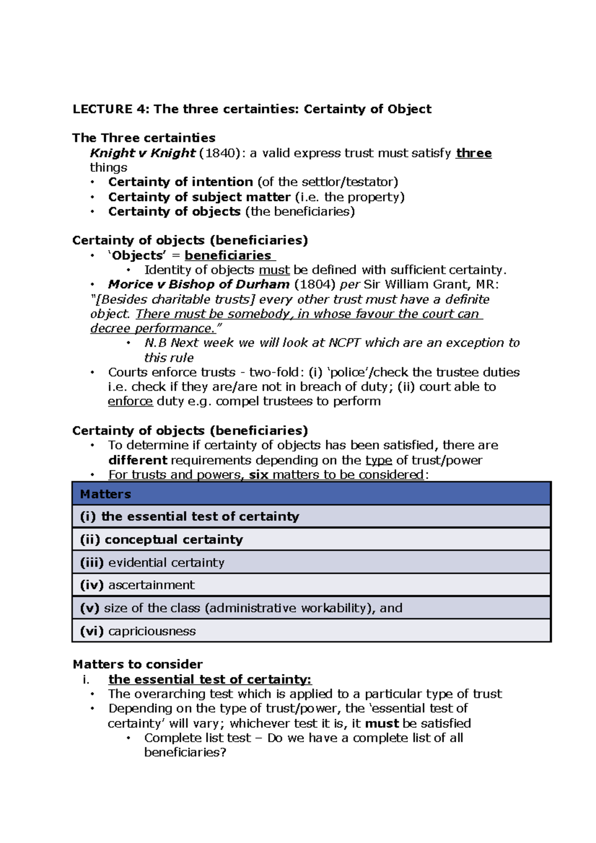 Lecture 4-8 - LECTURE 4: The three certainties: Certainty of Object The Three certainties Knight ...