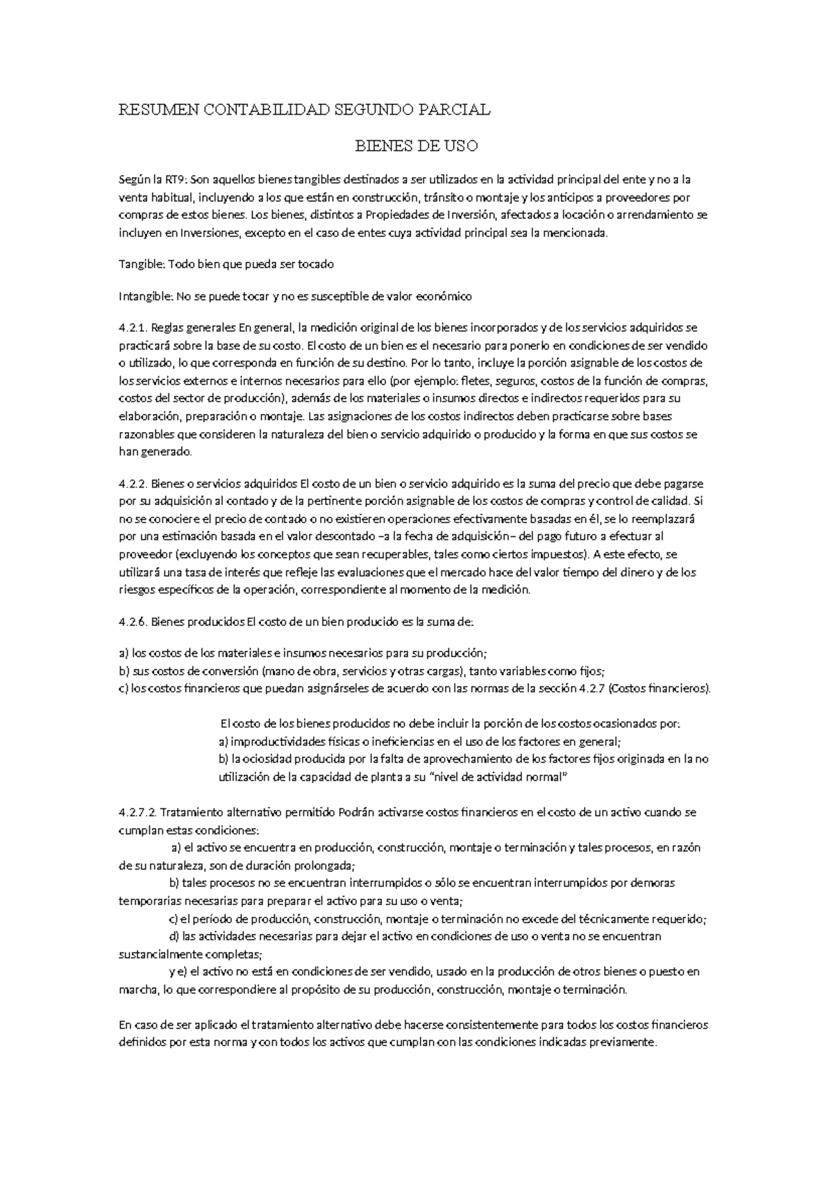 Resumen Contabilidad Segundo Parcial - RESUMEN CONTABILIDAD SEGUNDO PARCIAL BIENES DE USO Según ...